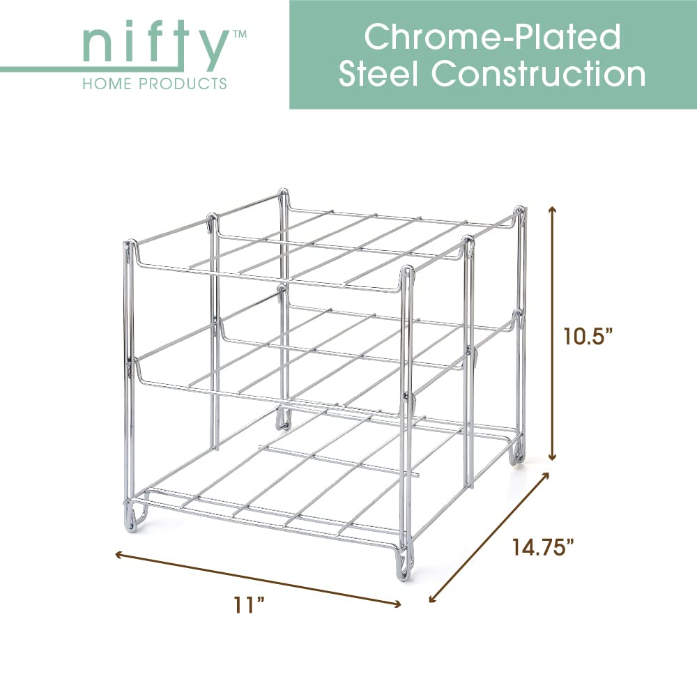 Nifty 3-Tier Oven Rack – Non-Stick, Dishwasher Safe, Use for Cooking Casseroles, Compact Collapsible Kitchen Storage, Chrome-Plated Steel Construction