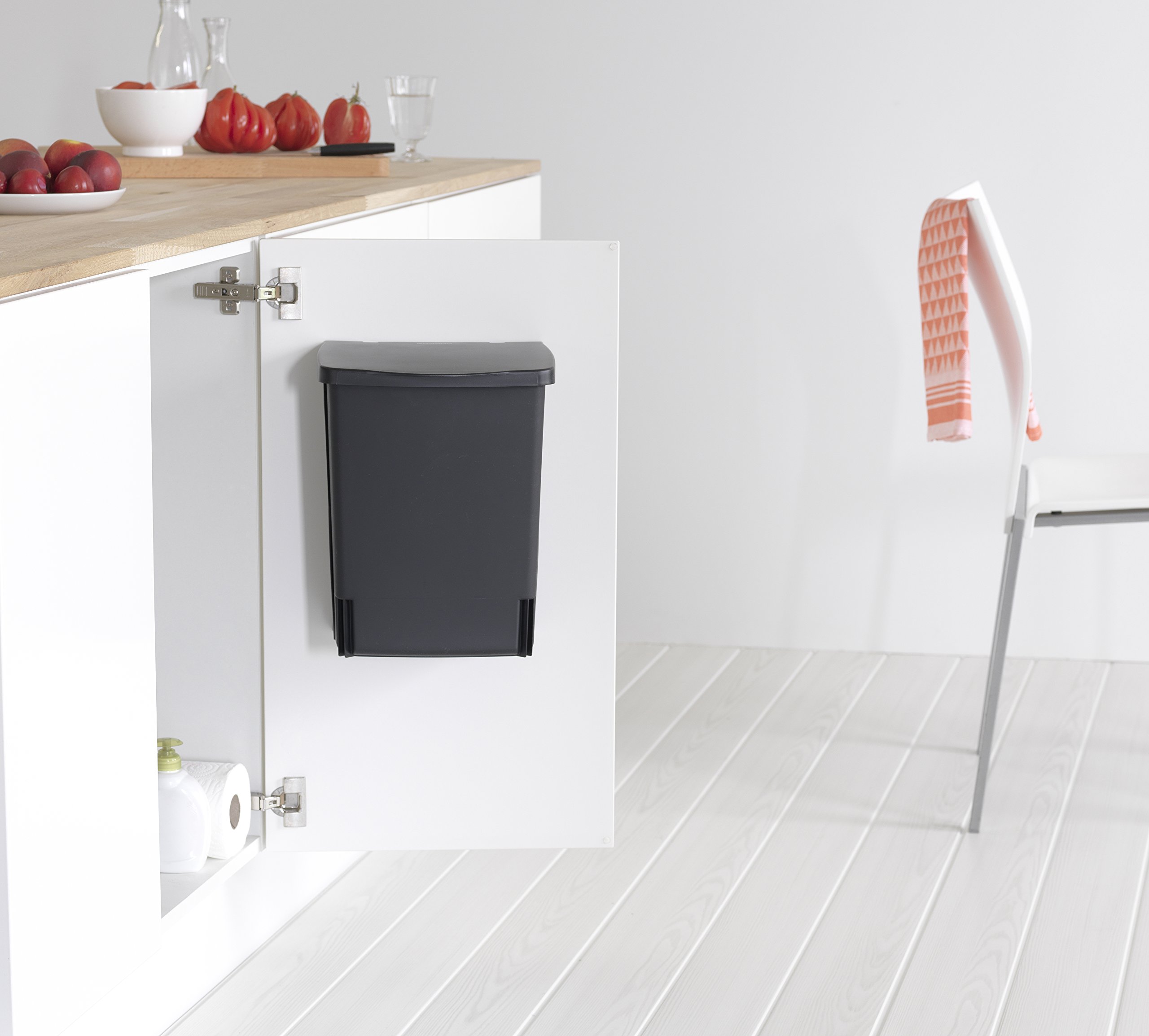 Brabantia Mounted Hidden Compact Organizer for Kitchen, 2.6 Gal, Black
