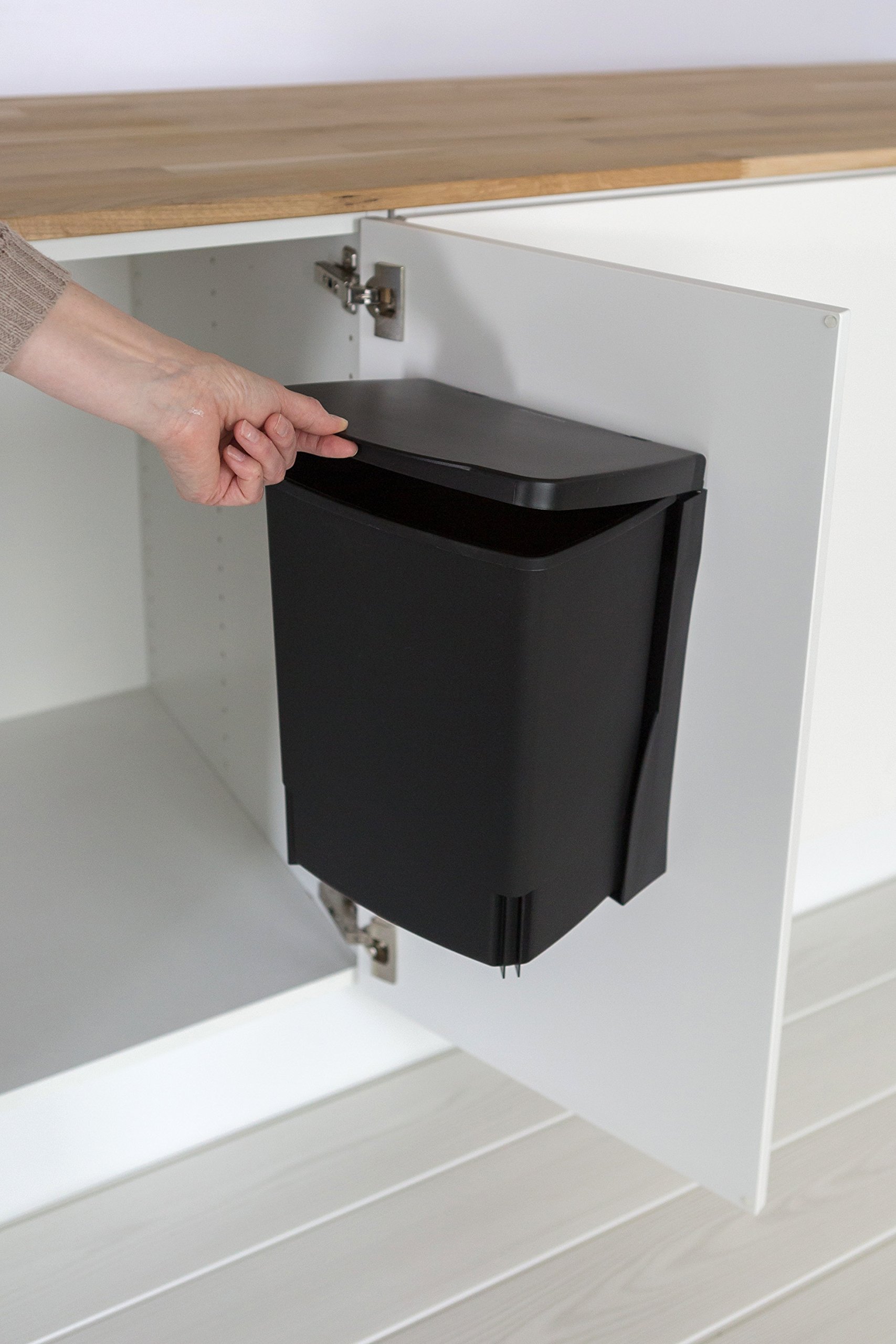 Brabantia Mounted Hidden Compact Organizer for Kitchen, 2.6 Gal, Black