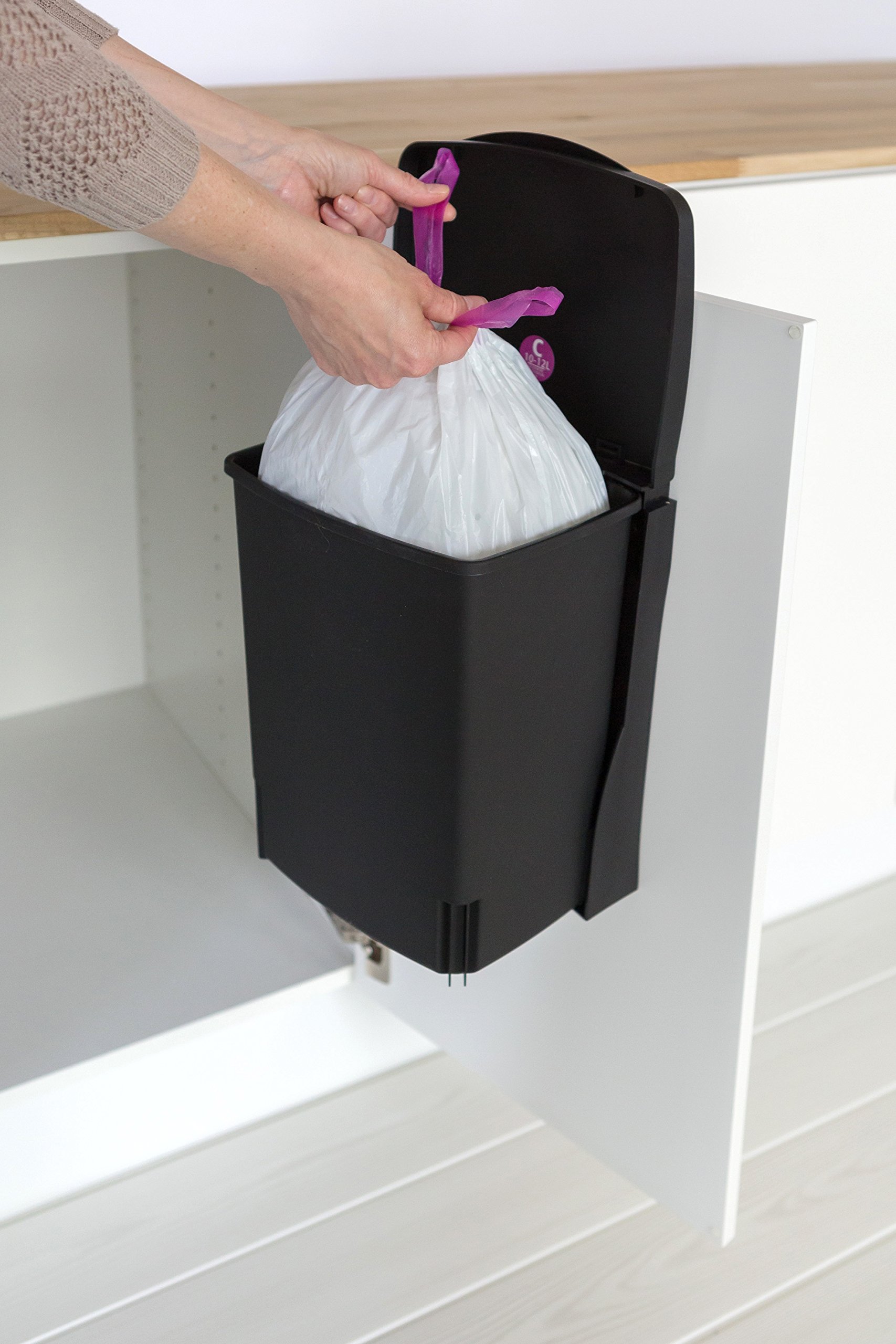 Brabantia Mounted Hidden Compact Organizer for Kitchen, 2.6 Gal, Black