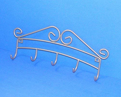 Scroll Wall Mount 5 Hook Key Rack Office Mudroom Entryway Organizer with Hooks for Coats, Leashes, Keys, Scarves and more, Satin Nickel
