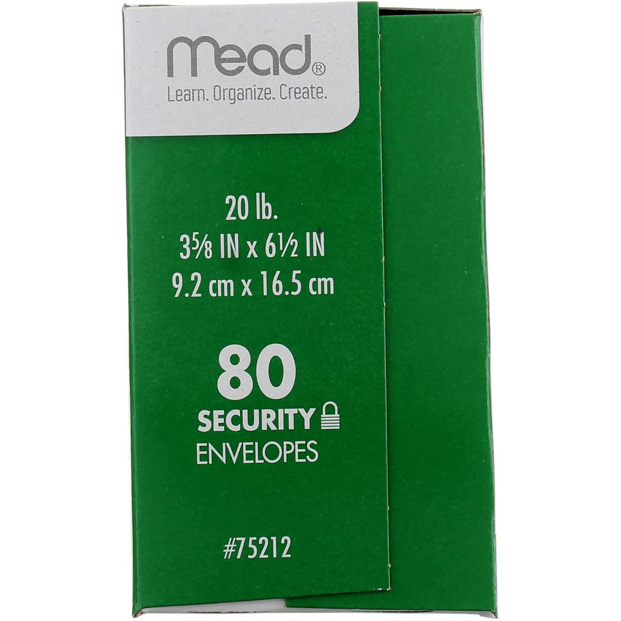 Mead #6-3/4 Envelopes, Security Printed Lining for Privacy, Gummed Closure, All-Purpose 20-lb Paper, 3-5/8" x 6-1/2", White, 80/Box (75212)