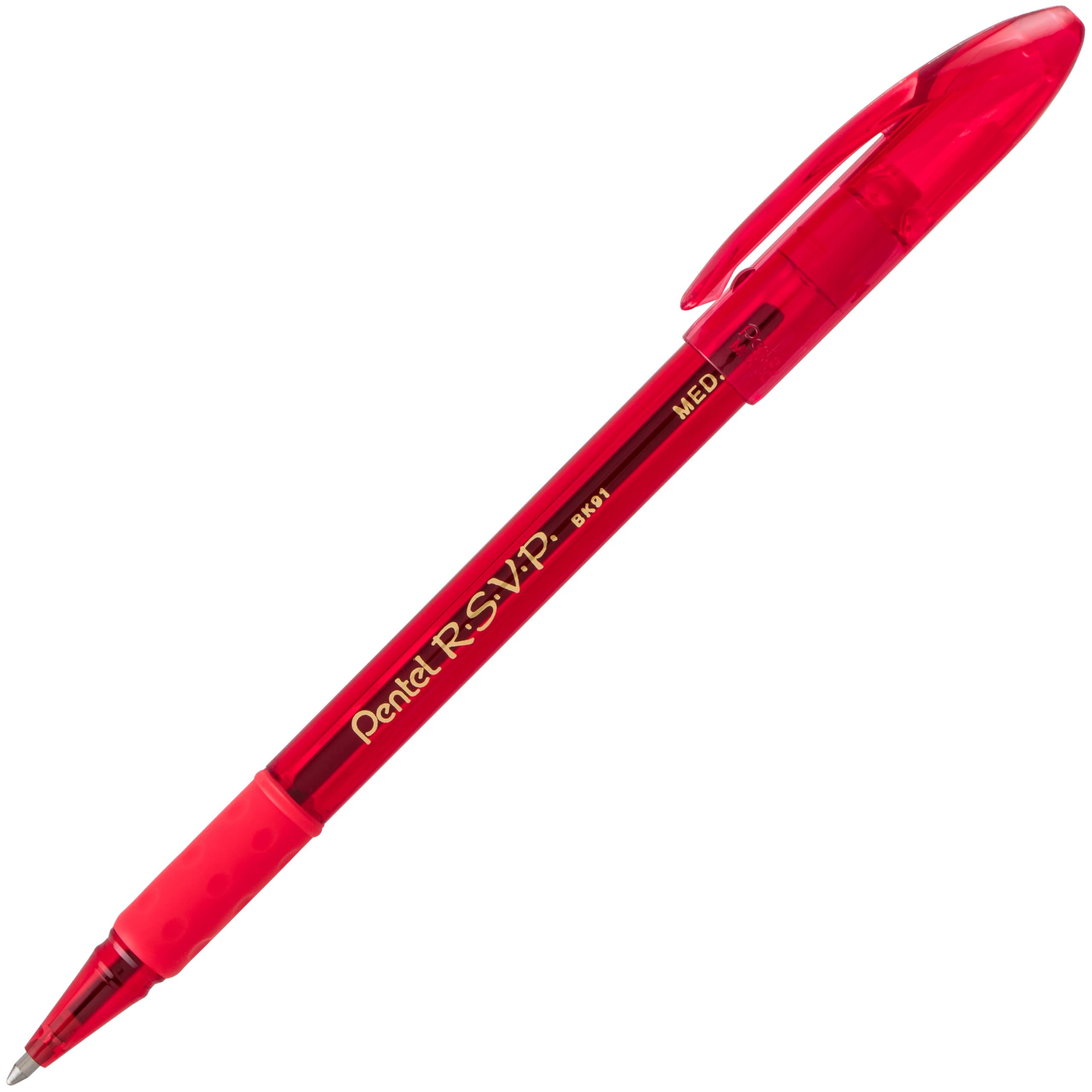 Pentel® R.S.V.P.® Ballpoint Pens, Medium Point, 1.0 mm, Clear Barrel, Assorted Ink Colors, Pack Of 8