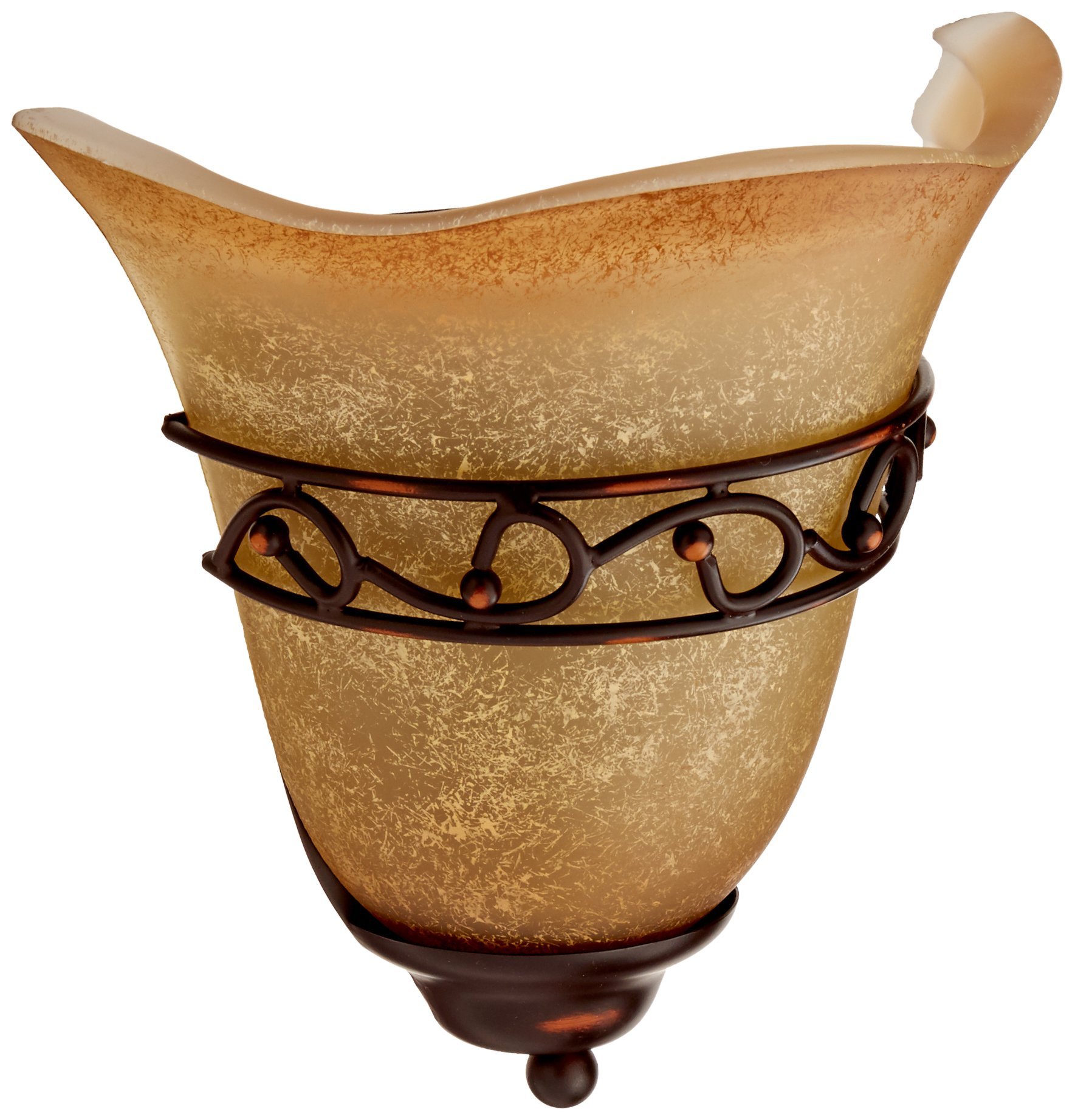 Lite Source LS-16885 Rosina Wall Sconce Lite with Light Amber Glass Shade, Bronze Finish