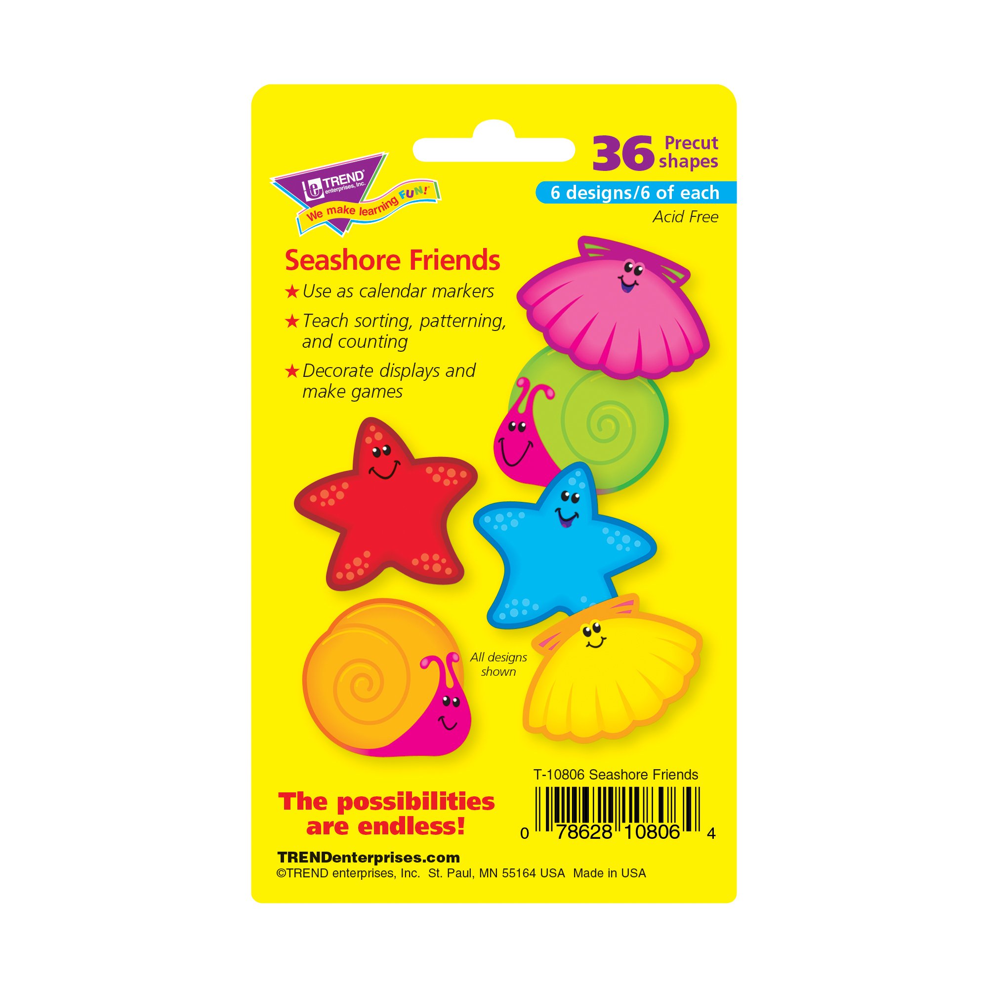 TREND ENTERPRISES, INC. Seashore Friends Mini Accents Variety Pack, 36 ct