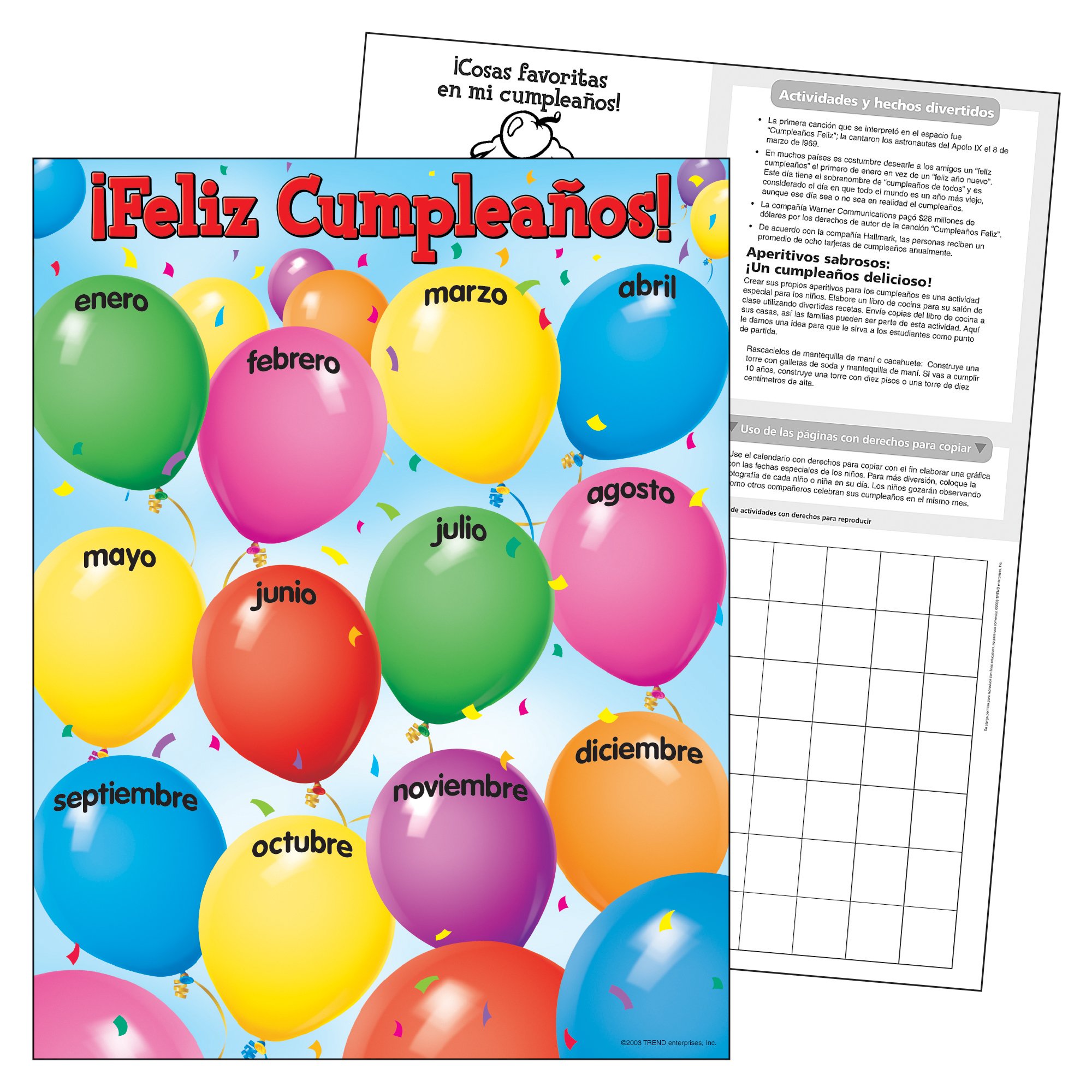 TREND ENTERPRISES, INC. Feliz Cumpleaños (SP) Learning Chart, 17" x 22"