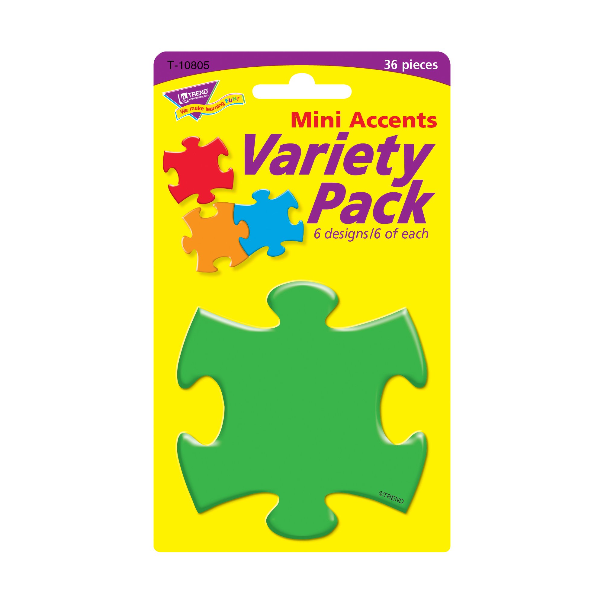 TREND ENTERPRISES, INC. Mini Puzzle Pieces Accent Varitey Pack Shape, Multicolor 36 per