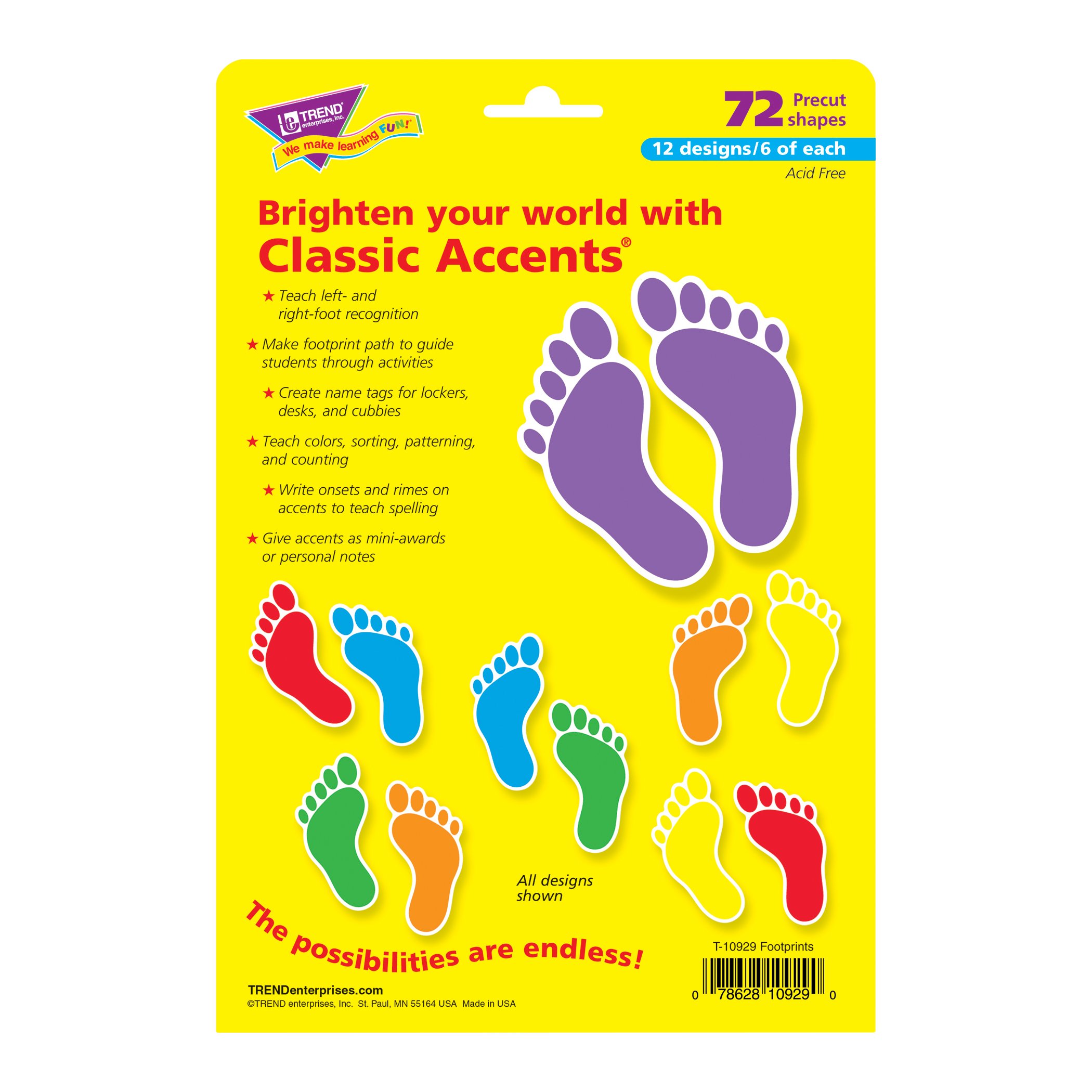 TREND enterprises, Inc. Footprints Classic Accents Variety Pack,72 pieces
