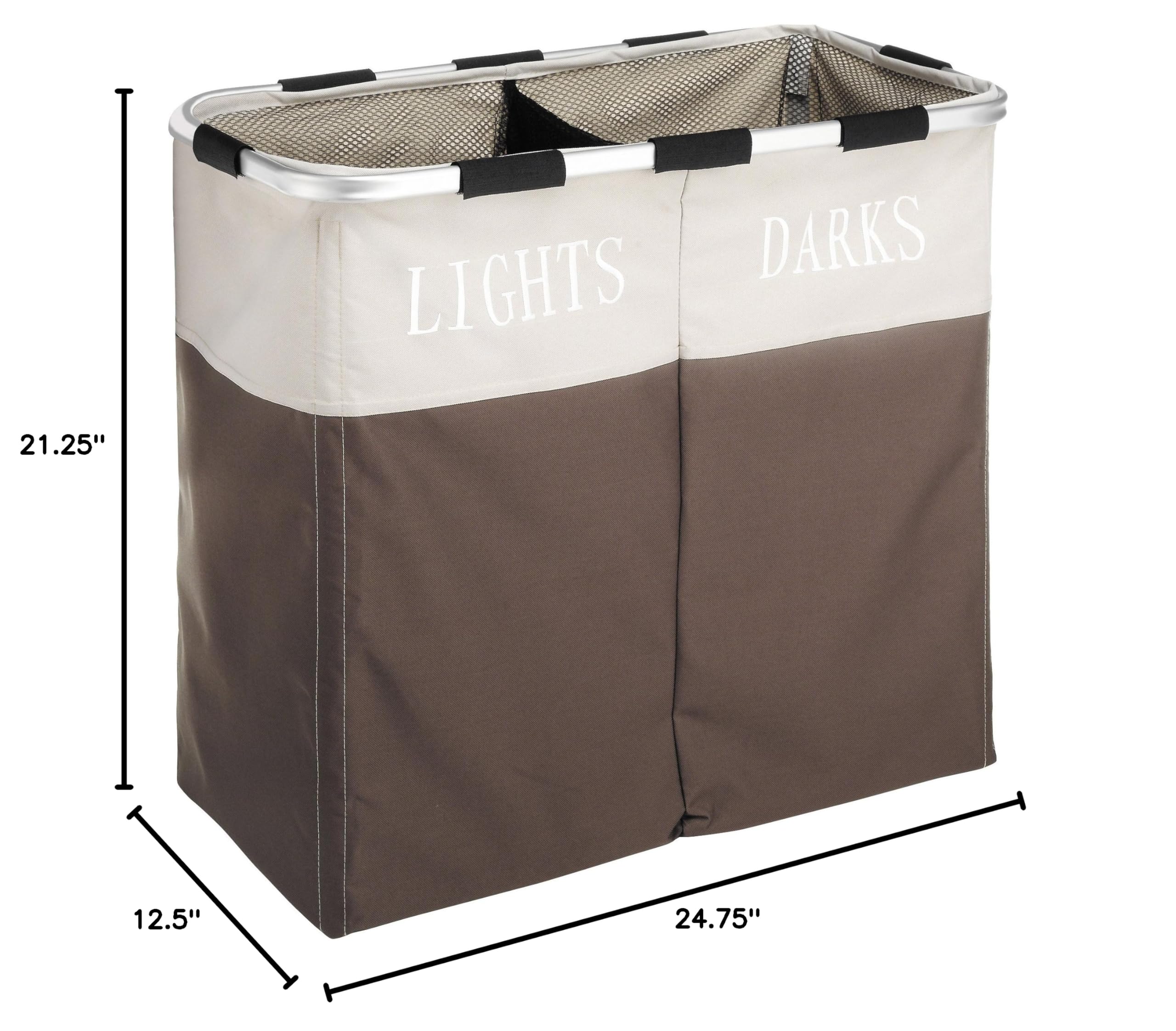 Whitmor Easycare Double Laundry Hamper - Lights and Darks Separator - Java