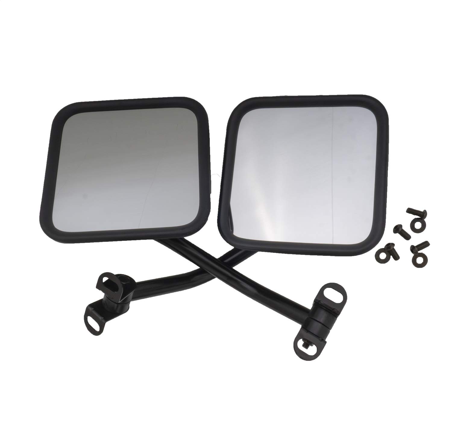 Rampage Stainless Factory Style Replacement Steel Mirror Kit | Pair, Black | 7618 | Fits 1976 - 1995 Jeep CJ5 & Wrangler