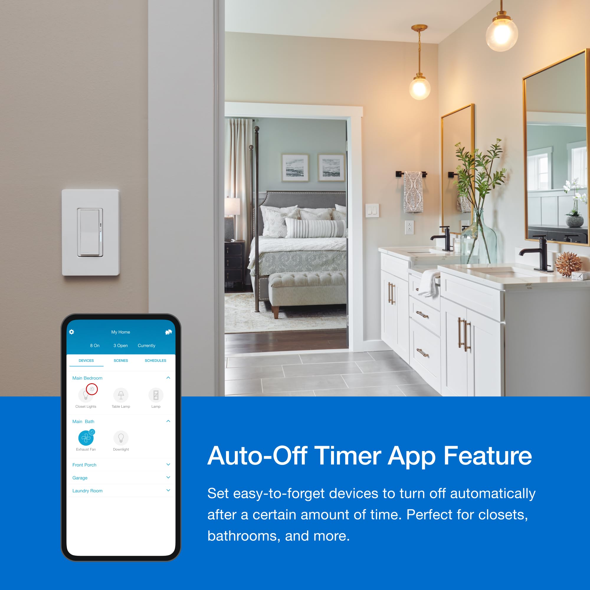 Lutron Caséta Wireless Smart Lighting Dimmer Switch for Wall and Ceiling Lights | PD-6WCL-WH | White