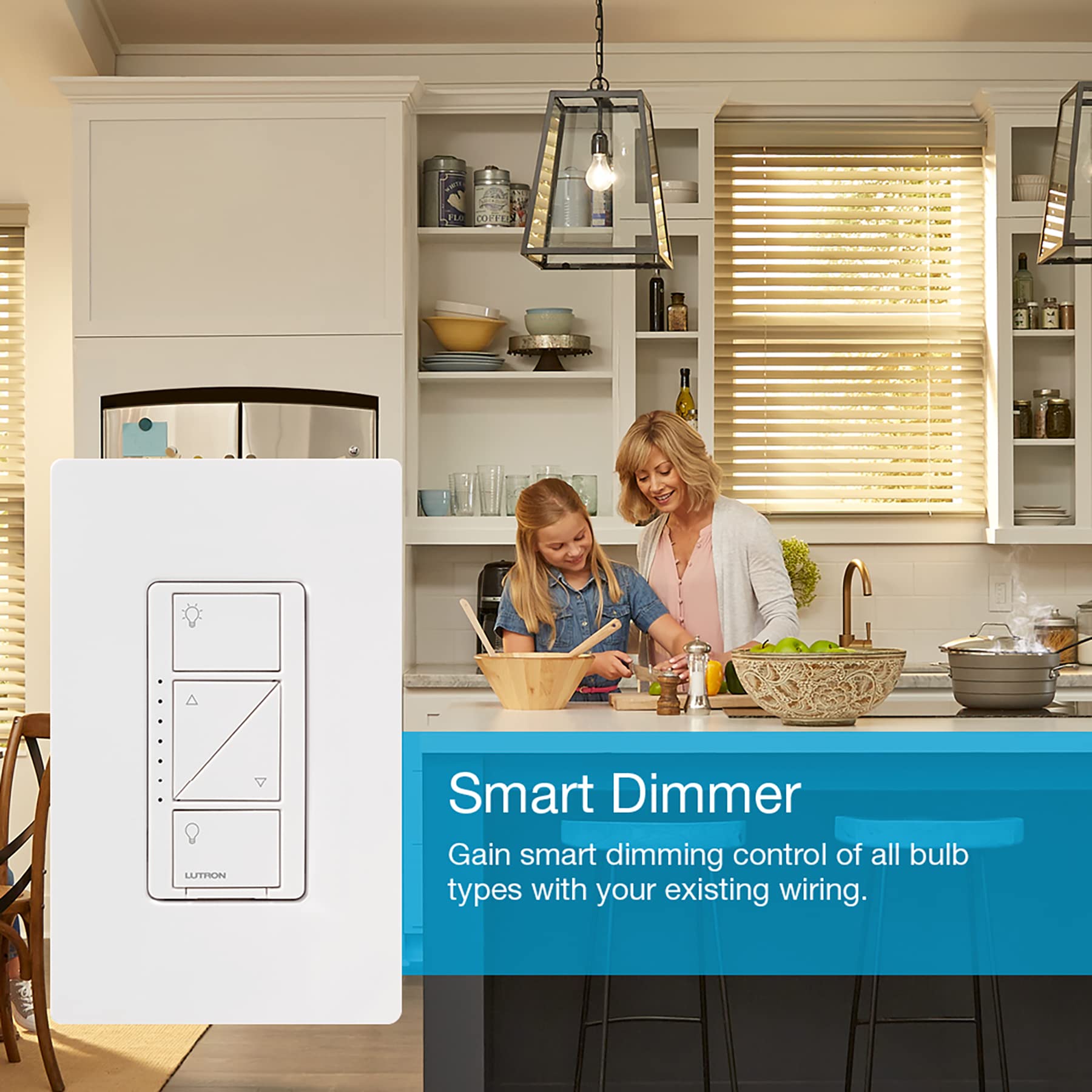 Lutron Caséta Wireless Smart Lighting Dimmer Switch for Wall and Ceiling Lights | PD-6WCL-WH | White