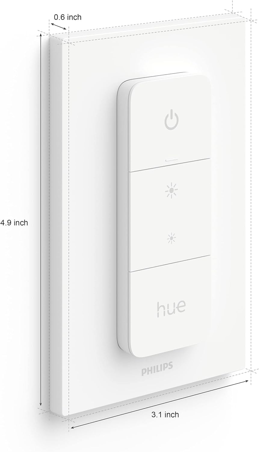 Philips Hue v2 Smart Dimmer Switch and Remote, Installation-Free, Smart Home, Exclusively for Philips Hue Smart Lights (2021 Version), White, 1-Pack