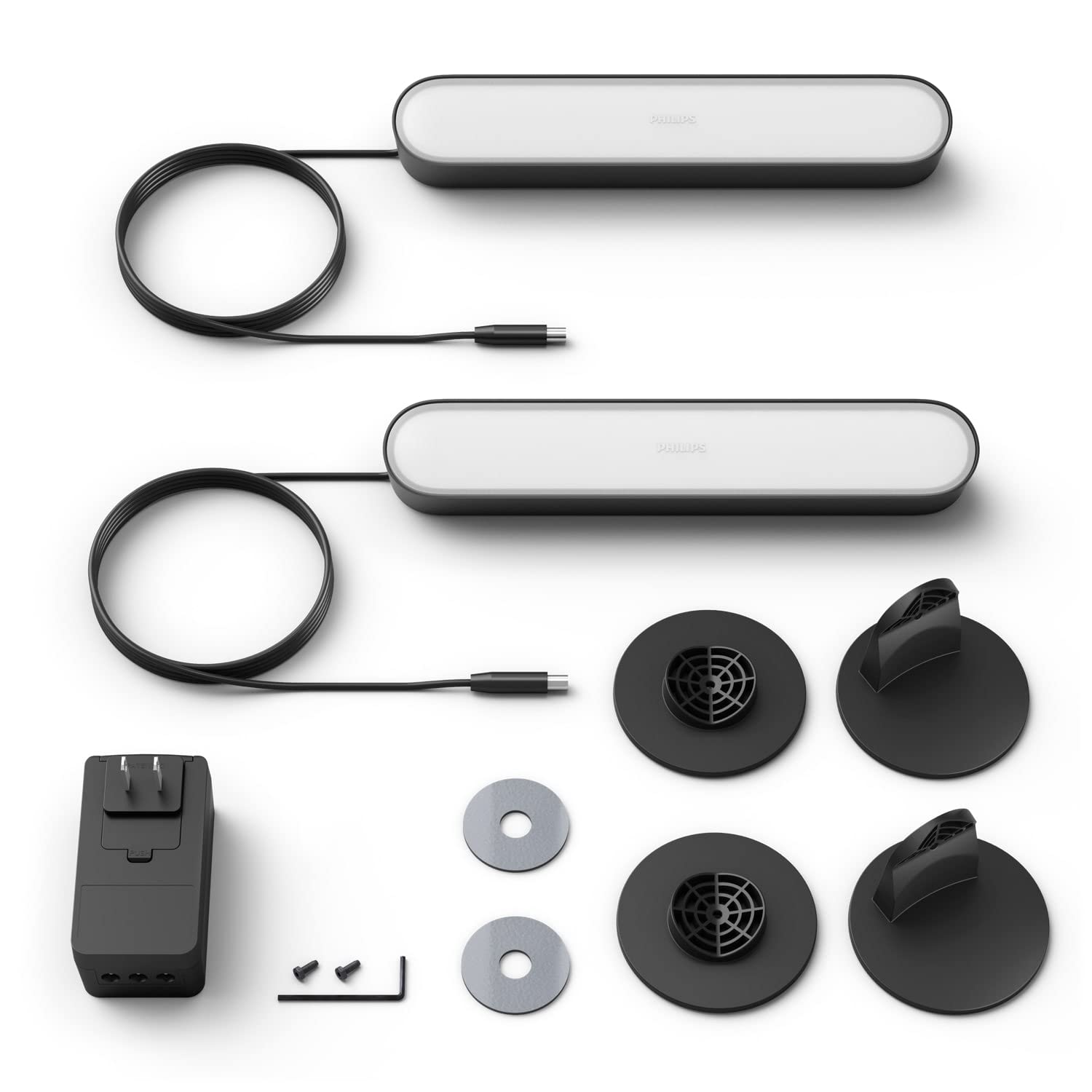 Philips Hue Play White & Color Smart Light, 2 Pack Base kit, Hub Required/Power Supply Included (Works with Amazon Alexa, Apple Homekit & Google Home), Black, Base Kit - 2 Pack
