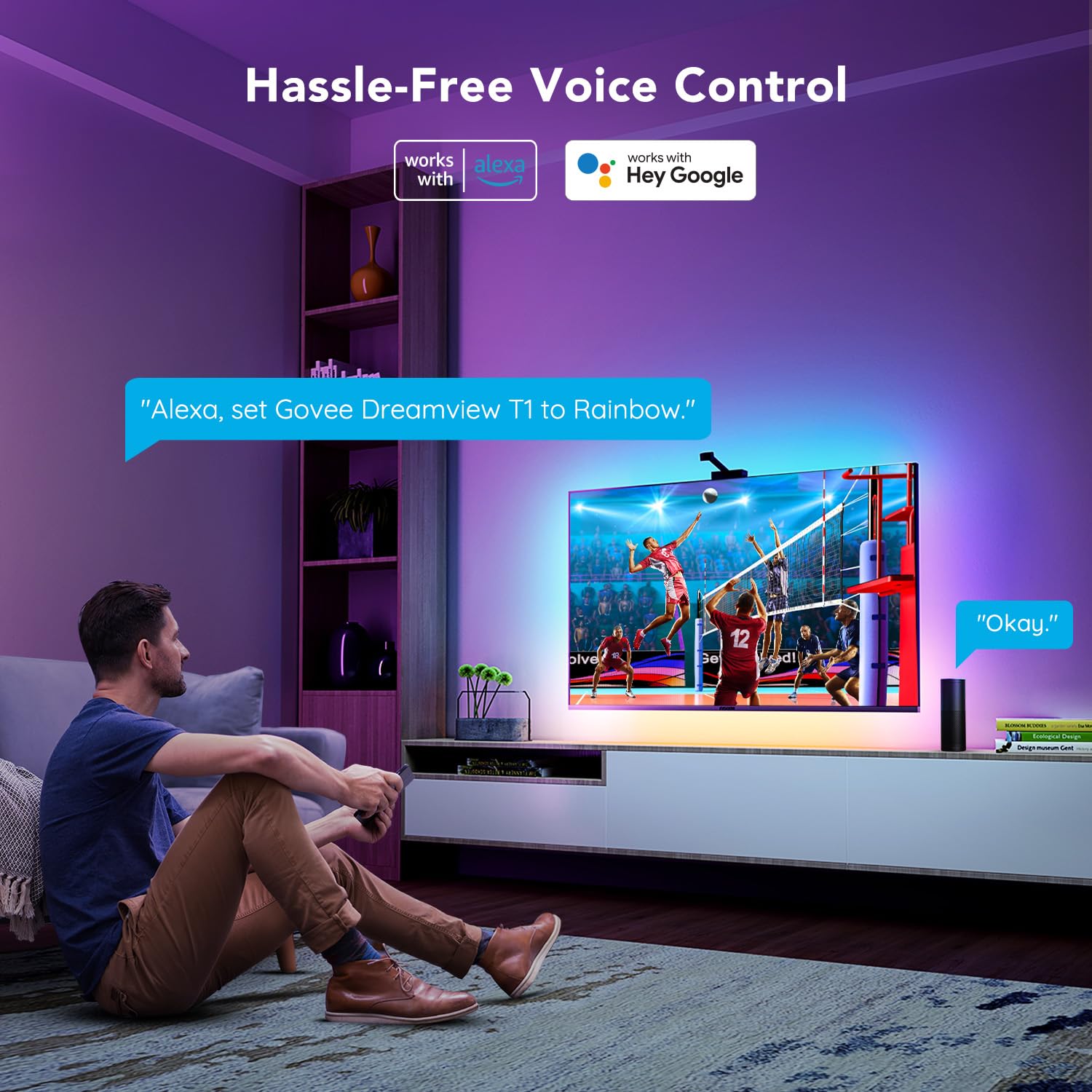 Govee Envisual TV LED Backlights for 75-85 inch TVs, 16.4ft RGBIC WiFi DreamView T1 TV Backlights with Camera, Works with Alexa & Google Assistant, App Control, LED Lights for TV, Scene Mode, H6199