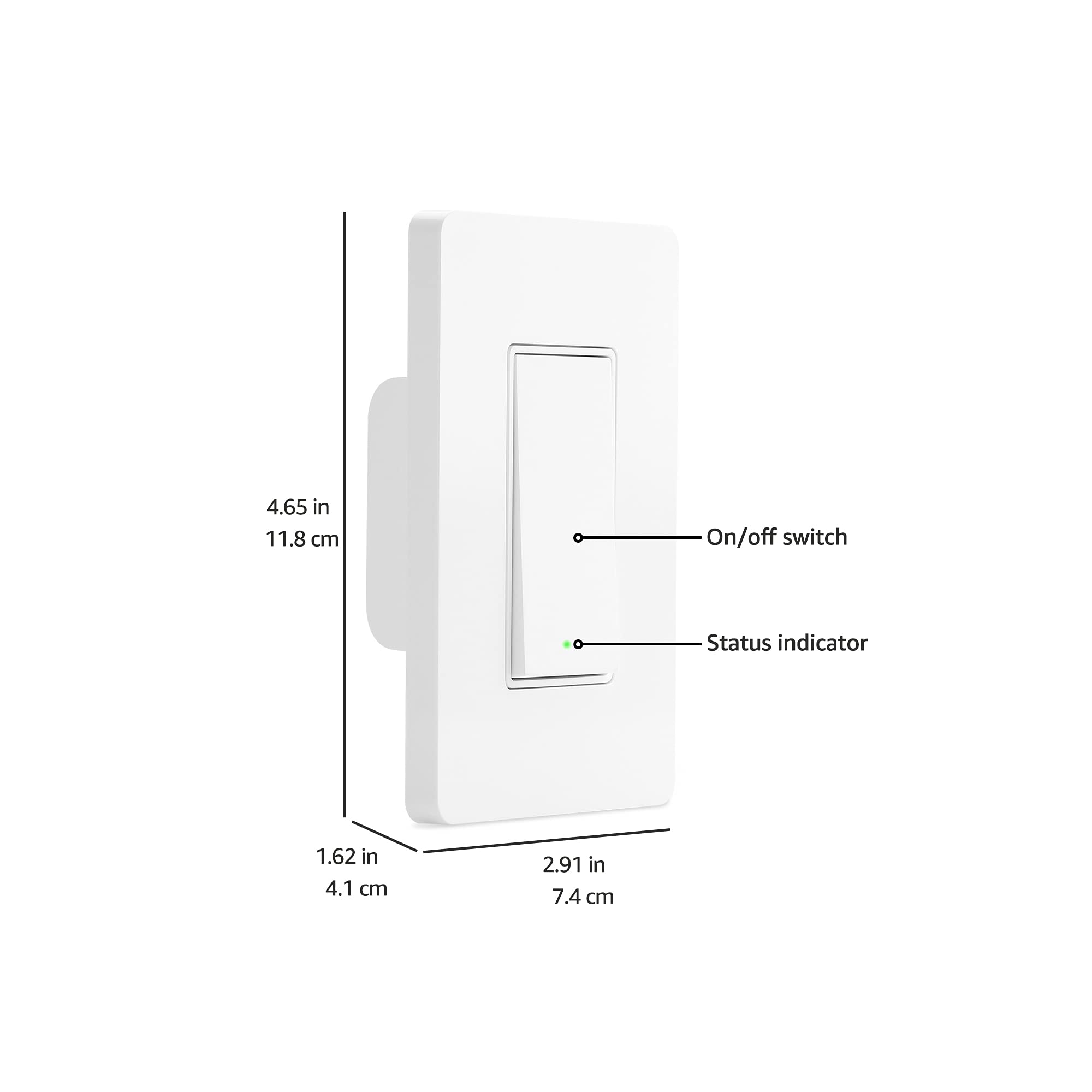 Amazon Basics Single Pole Smart Switch, Neutral Wire Required, 2.4 Ghz WiFi, Works with Alexa