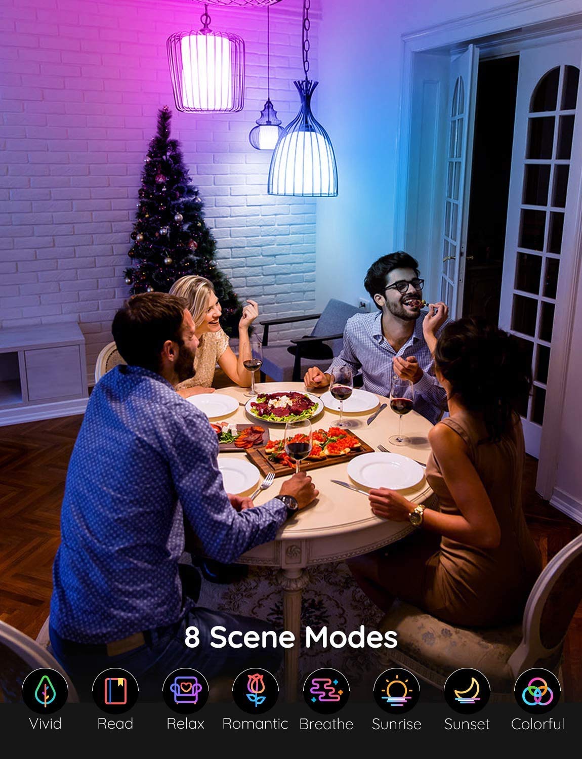Govee Smart LED Bulbs, Bluetooth Light Bulbs, RGBWW Color Changing Light Bulbs with App Control, A19, E26, Music Sync and 8 Scene Mode for Living Room Bedroom Party, 1 Pack (Not Support WiFi/Alexa)