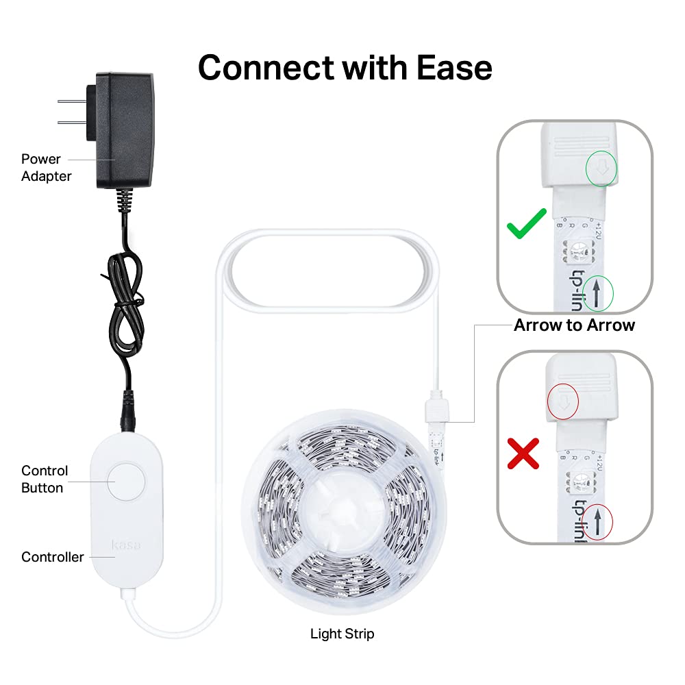 Kasa Smart LED Light Strip, 16.4ft WiFi, Works with Alexa, Google Home, SmartThings, High Brightness with 16 Million Colors, RGB, Grouping, Adjustable Length, Up to 25,000 Hours (KL400L5)
