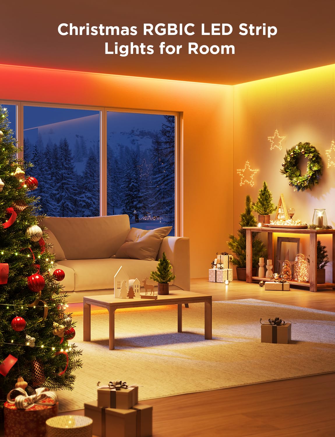 Govee 65.6ft RGBIC LED Strip Lights, Color Changing LED Strips, App Control via Bluetooth, Smart Segmented Control, Multiple Scenes, Enhanced Music Sync LED Lights for Bedroom, Party (2 X 32.8ft)