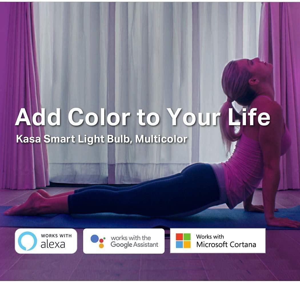 Kasa Smart Bulb, Dimmable Color Changing Light Bulb Work with Alexa and Google Home, 1000 Lumens 60W Equivalent, Amazon CFH&FFS, 2.4Ghz WiFi only, No Hub Required, 2-Year Warranty, 1-Pack (KL135)