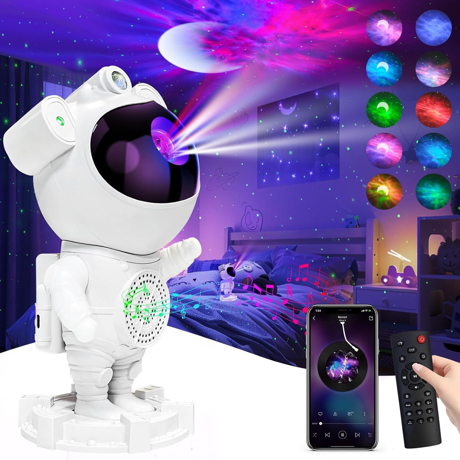 Star Projector Galaxy Night Light Projector, with Remote Control&Music Speaker, Voice Control&Timer, Starry Light Projector for Baby Kids Adults Bedroom/Decoration/Birthday/Party