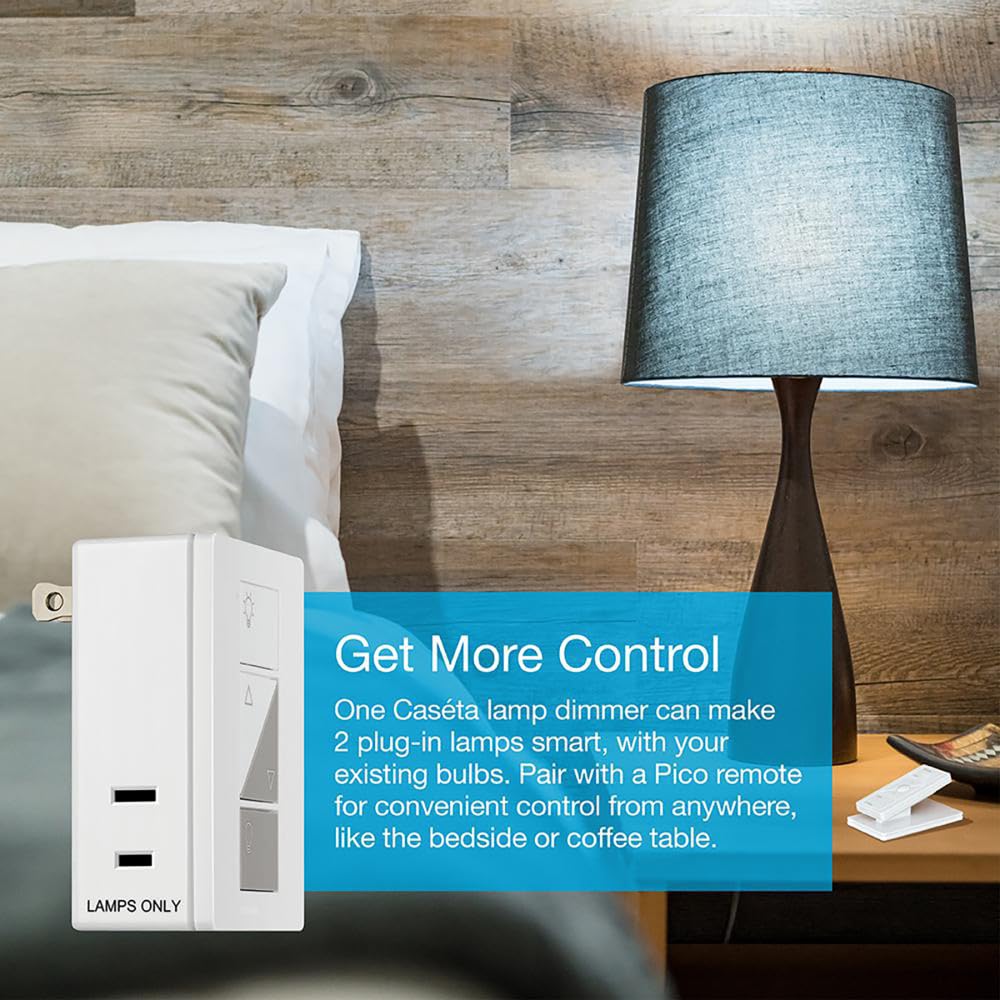 Lutron Caséta Wireless Single-Pole/3-Way Smart Lighting Lamp Dimmer and Remote Kit | P-PKG1P-WH | White