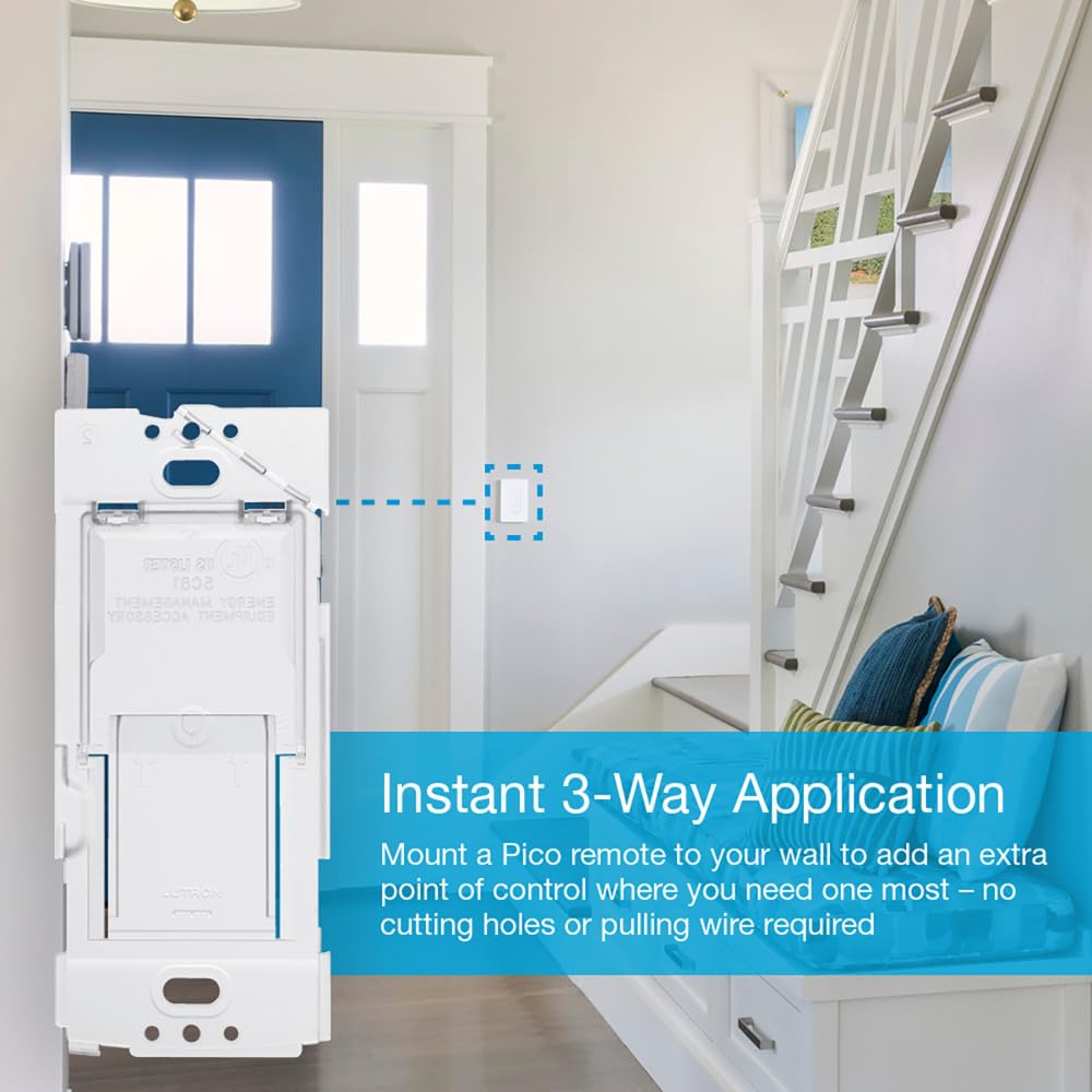 Lutron Caséta Wireless Single-Pole/3-Way Smart Lighting Lamp Dimmer and Remote Kit | P-PKG1P-WH | White