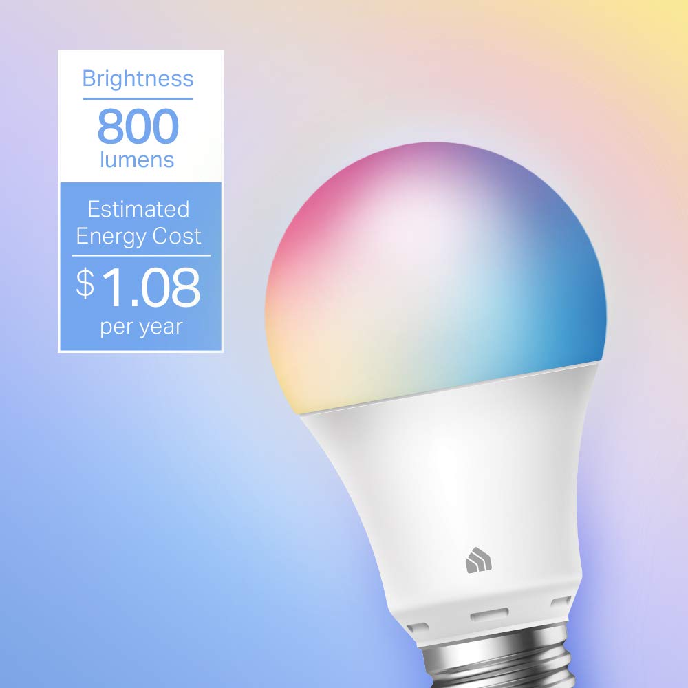 Kasa Smart Light Bulbs, Full Color Changing Dimmable Smart WiFi Bulbs Compatible with Alexa and Google Home, A19, 9W 800 Lumens,2.4Ghz only, No Hub Required, 2-Pack (KL125P2), Multicolor