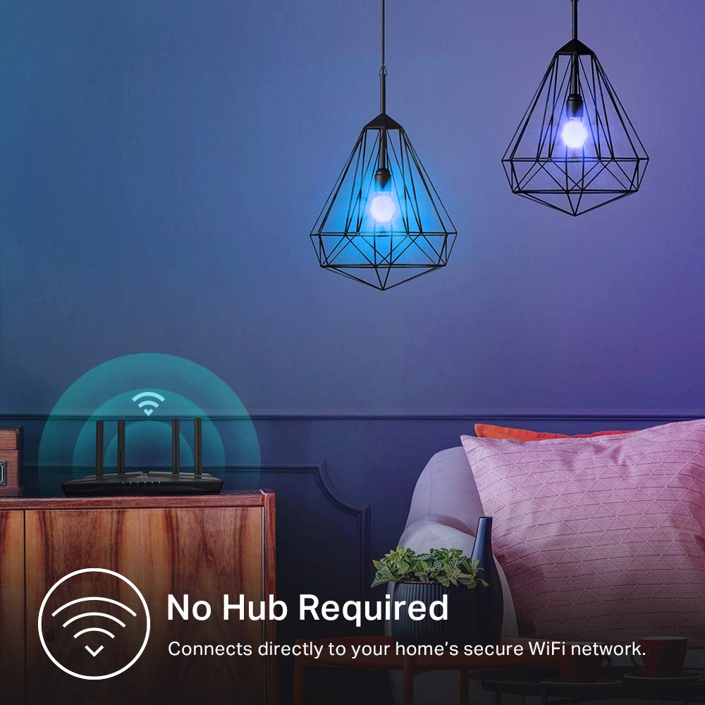 Kasa Smart Light Bulbs, Full Color Changing Dimmable Smart WiFi Bulbs Compatible with Alexa and Google Home, A19, 9W 800 Lumens,2.4Ghz only, No Hub Required, 2-Pack (KL125P2), Multicolor