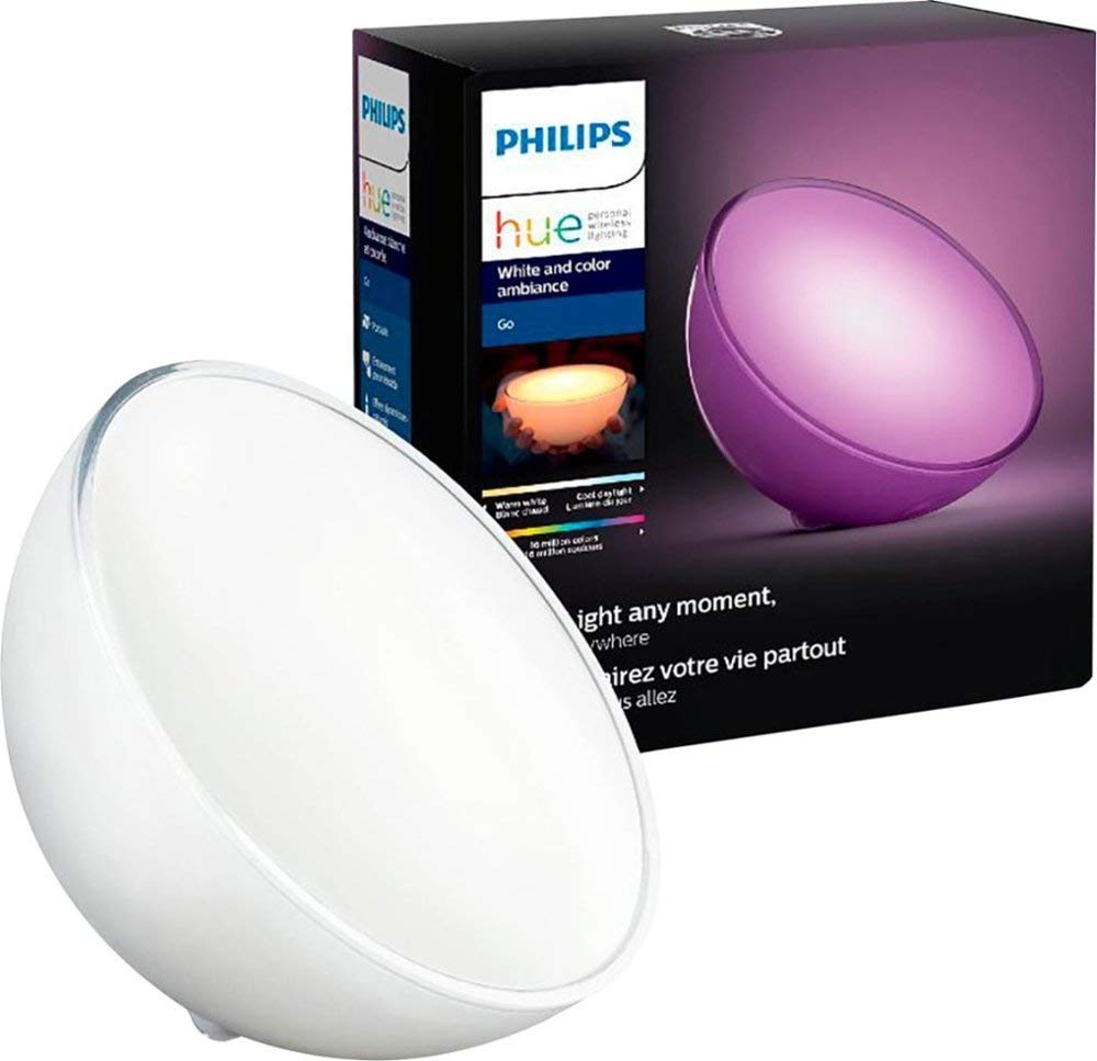 PHILIPS Hue Go White and Color Portable Dimmable LED Smart Light Table Lamp (Requires Hue Hub, Works with Alexa, HomeKit and Google Assistant), White