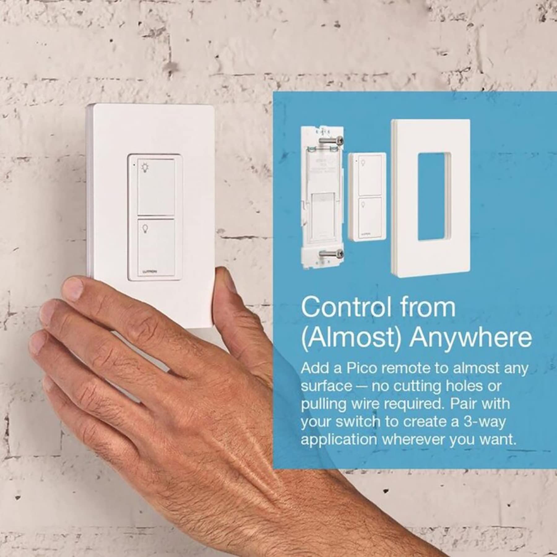 Lutron Caséta Wireless Smart Lighting Switch for All Bulb Types or Fans | PD-6ANS-LA | Light Almond
