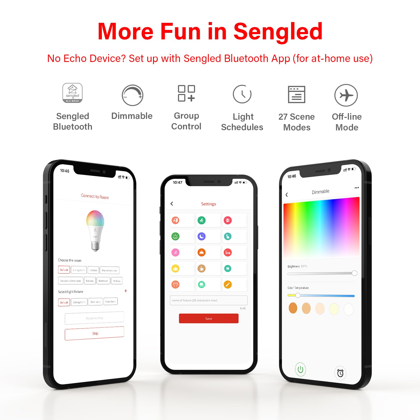 Sengled Smart Light Bulbs, Color Changing Alexa Light Bulb Bluetooth Mesh, Smart Bulbs That Work with Alexa Only, Dimmable LED Bulb A19 E26 Multicolor, High CRI, High Brightness, 8.7W 800LM, 1Pack