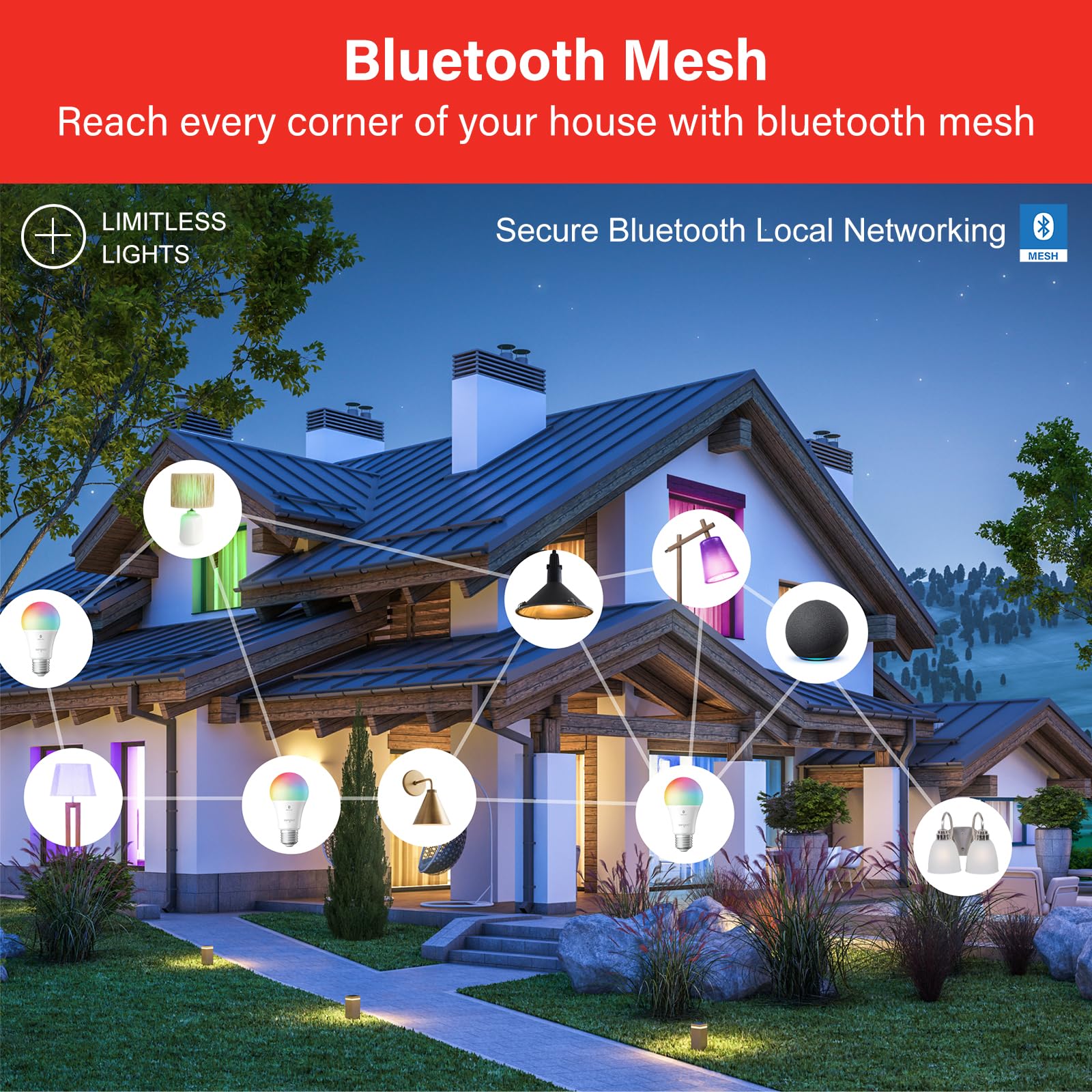 Sengled Smart Light Bulbs, Color Changing Alexa Light Bulb Bluetooth Mesh, Smart Bulbs That Work with Alexa Only, Dimmable LED Bulb A19 E26 Multicolor, High CRI, High Brightness, 8.7W 800LM, 1Pack