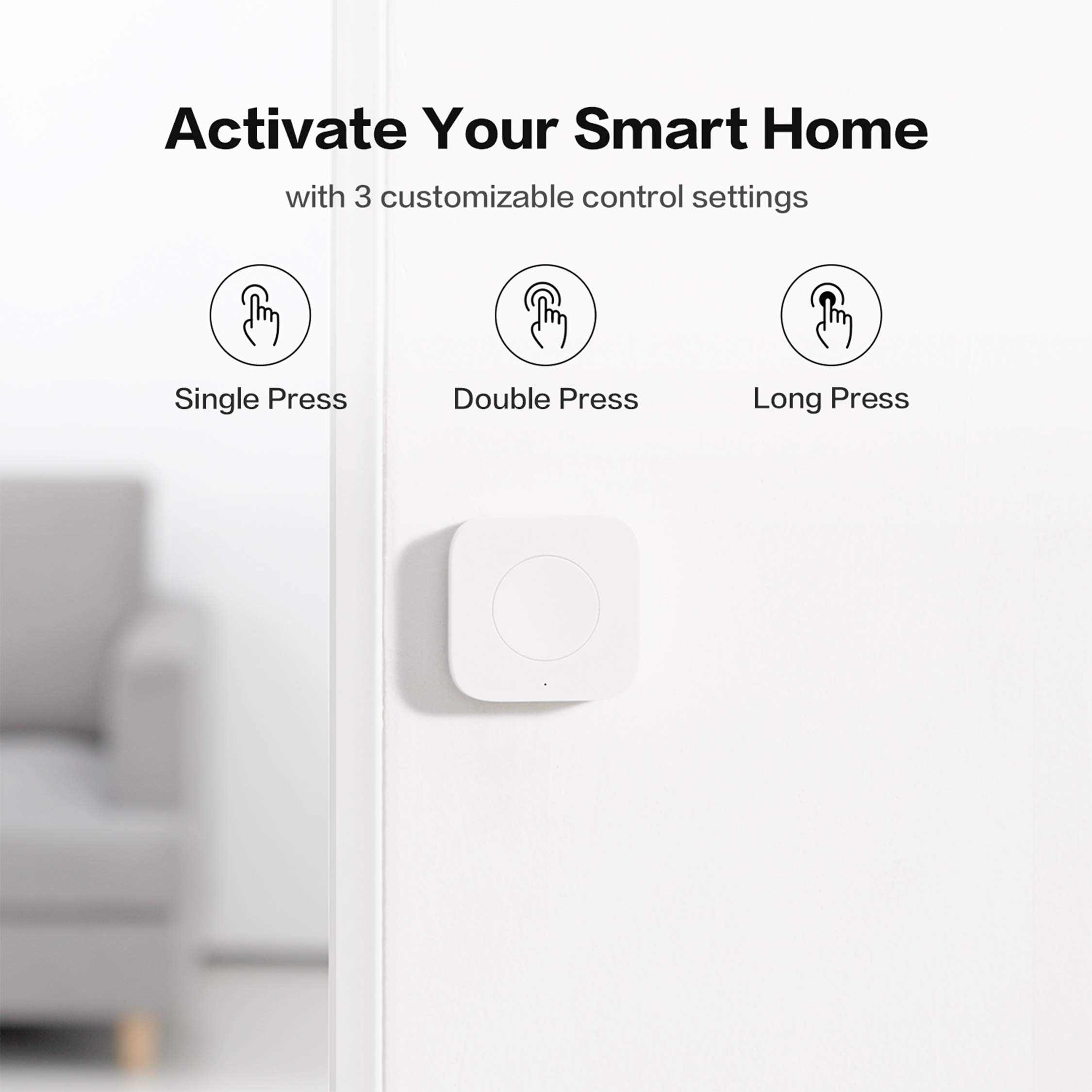 Aqara Wireless Mini Switch, Requires AQARA HUB, Zigbee Connection, Versatile 3-Way Control Button for Smart Home Devices, Compatible with Apple HomeKit, Works with IFTTT