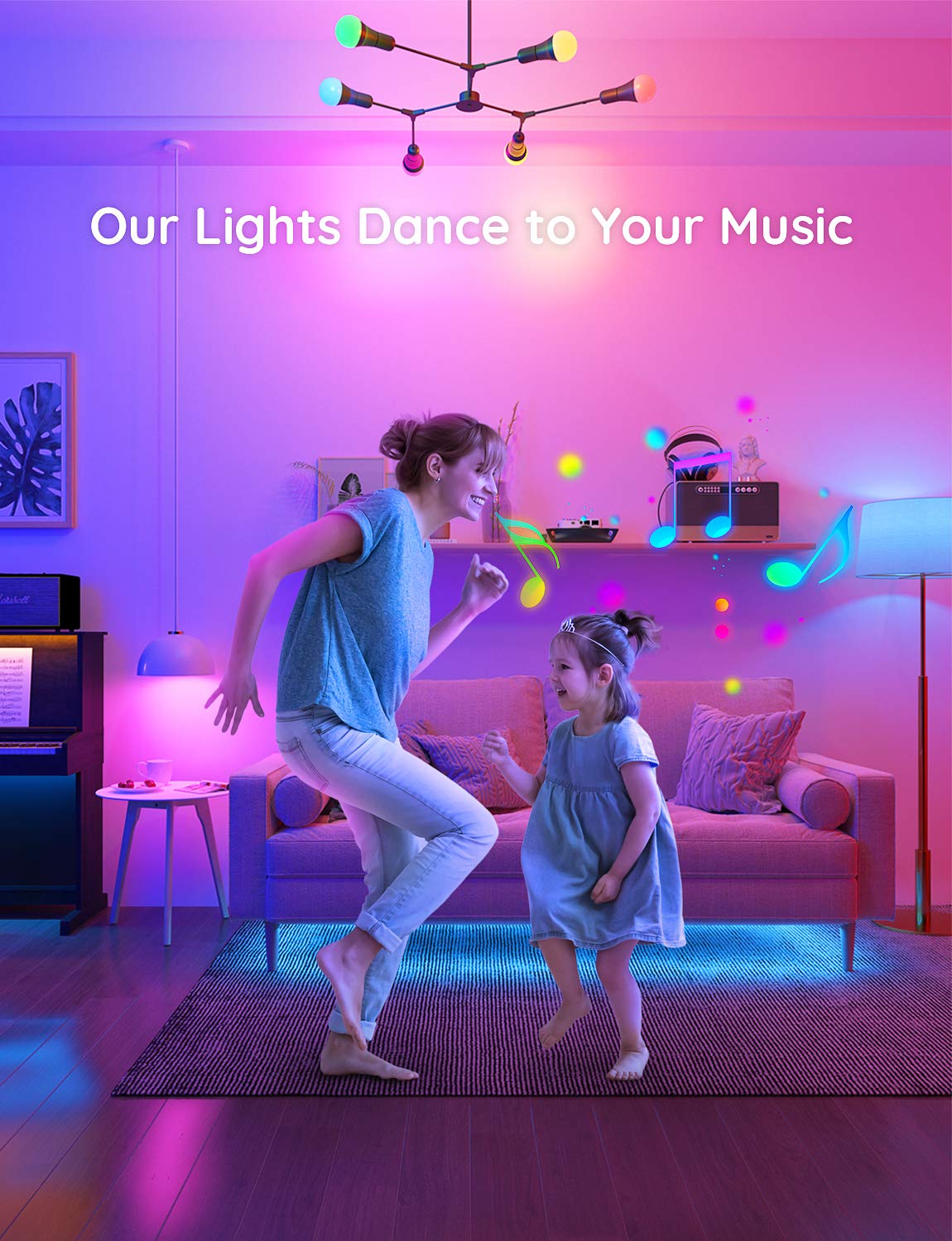 Govee LED Light Bulb Dimmable, Music Sync Color Changing Light Bulbs, A19 7W 60W Equivalent, No Hub Required Multicolor Bluetooth Light Bulbs with App Control for Party Home (Don't Support WiFi/Alexa)