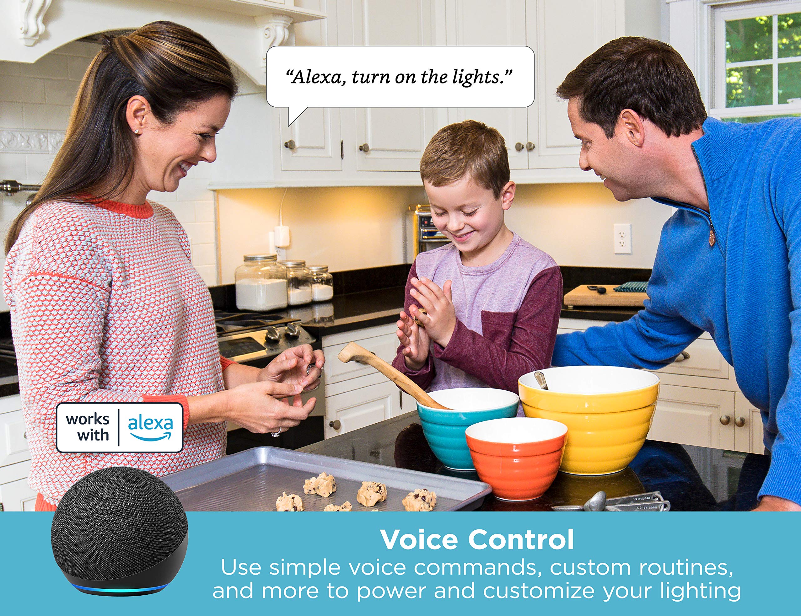 BLACK+DECKER Works with Alexa Smart Under Cabinet Lighting Kit, Adjustable LEDs, (6) 9" Bars, White,A Certified for Humans Device