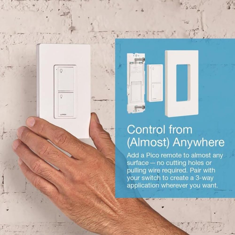 Lutron Caseta Switch & Remote-Wireless Control | 3-Way Switch | Compatible with Alexa, Apple HomeKit, and the Google Assistant | P-PKG1WS-WH | White