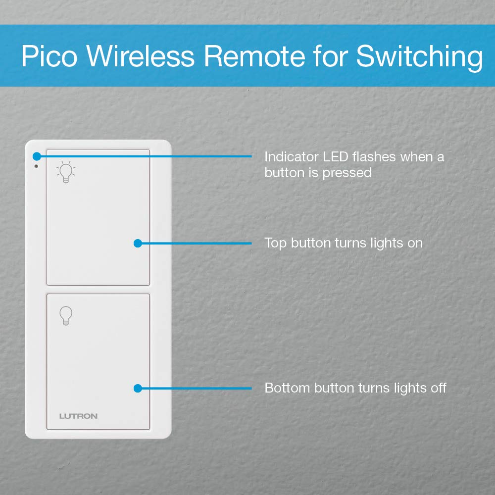 Lutron Caseta Switch & Remote-Wireless Control | 3-Way Switch | Compatible with Alexa, Apple HomeKit, and the Google Assistant | P-PKG1WS-WH | White