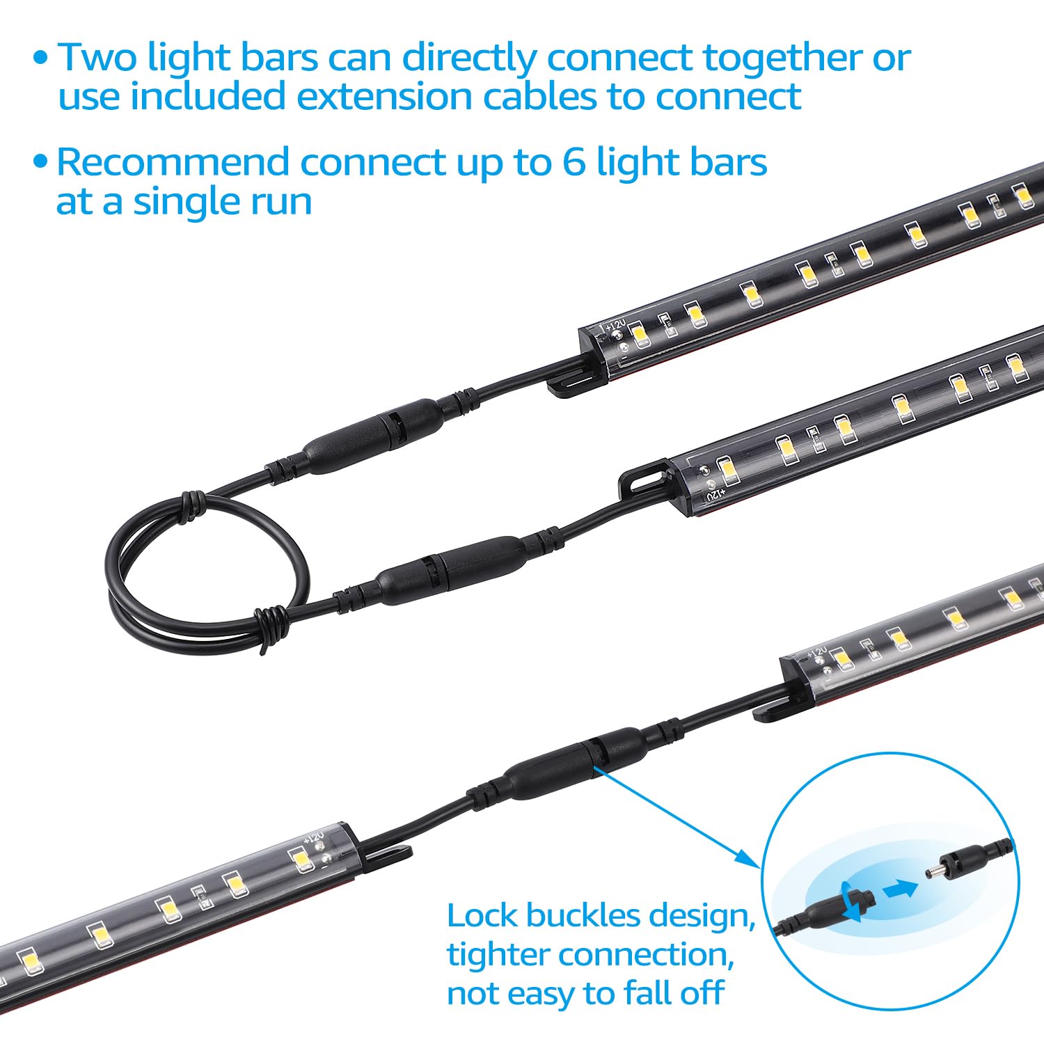 TORCHSTAR LED Safe Lighting Kit, (6) 12 Inch Linkable Light Bars + Motion Sensor + UL Power Adapter, 900LM, Input 100-240V, for Under Cabinet Gun Safe Locker Closet Showcase, 5000K Daylight