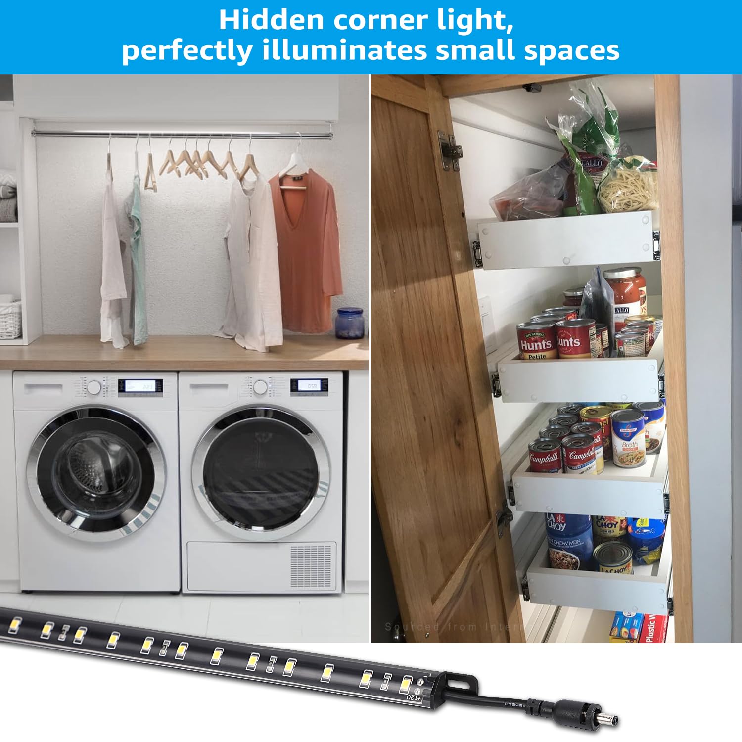 TORCHSTAR LED Safe Lighting Kit, (6) 12 Inch Linkable Light Bars + Motion Sensor + UL Power Adapter, 900LM, Input 100-240V, for Under Cabinet Gun Safe Locker Closet Showcase, 5000K Daylight