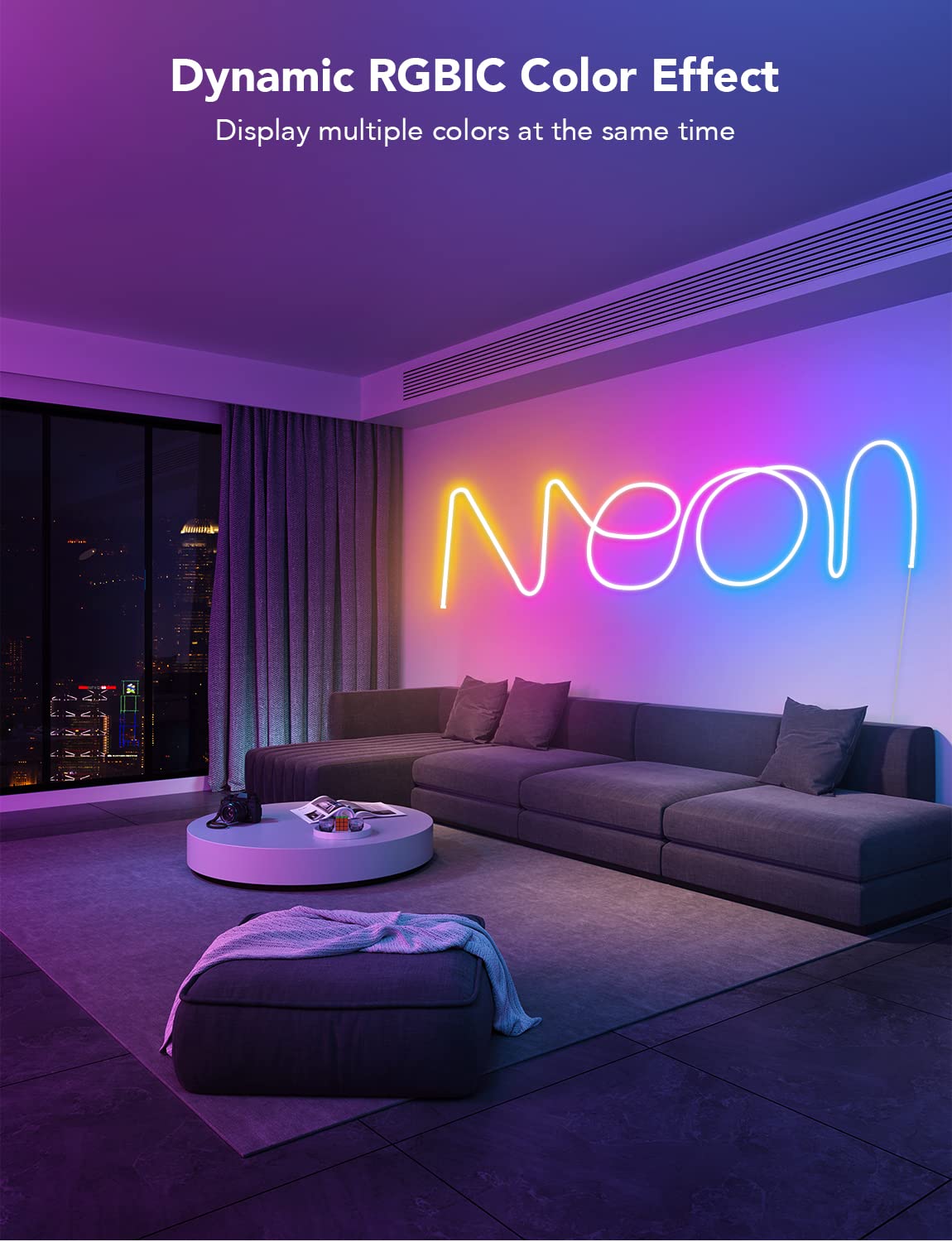 Govee Neon Rope Lights RGBIC, 16.4ft LED Strip Lights Music Sync, Customizable DIY Design, Works with Alexa Google Assistant, Personalized Neon Lights for Gaming Room Wall Decor (Not Support 5G WiFi)