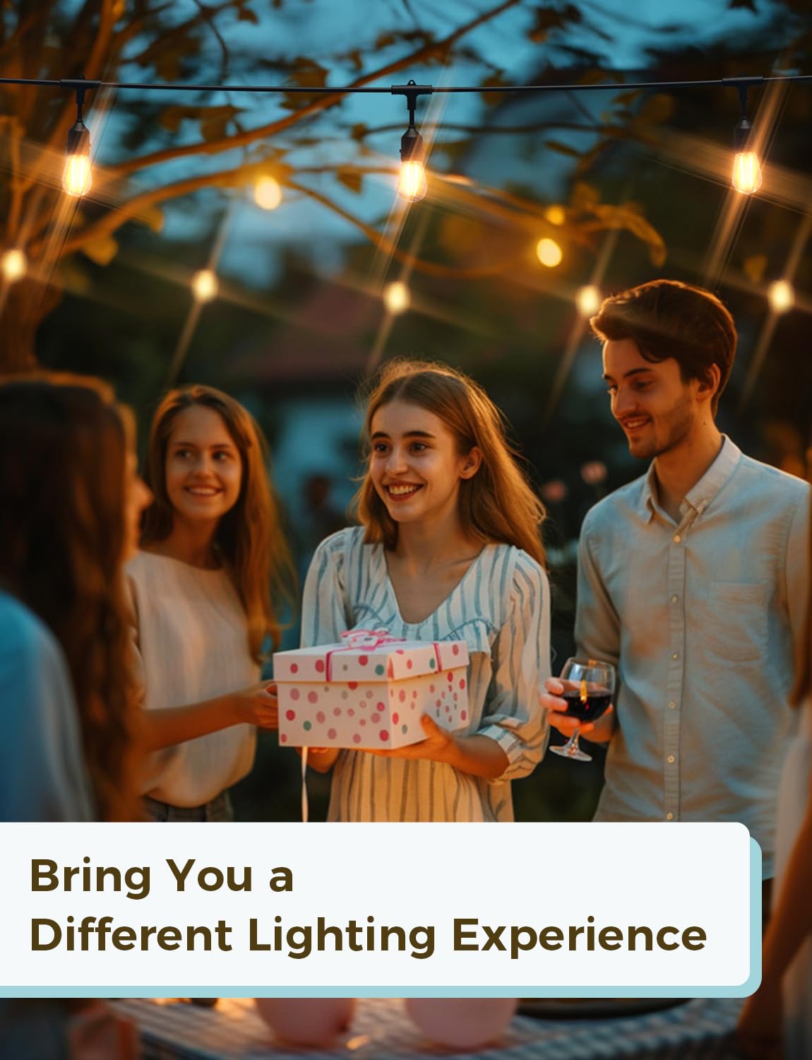 XMCOSY+ Outdoor String Lights, Smart Patio Lights 49Ft, APP WiFi Control, Work with Alexa, 15 LED Edison Bulbs, Waterproof, Extendable, Dimmable String Lights for Outside, Patio, Porch