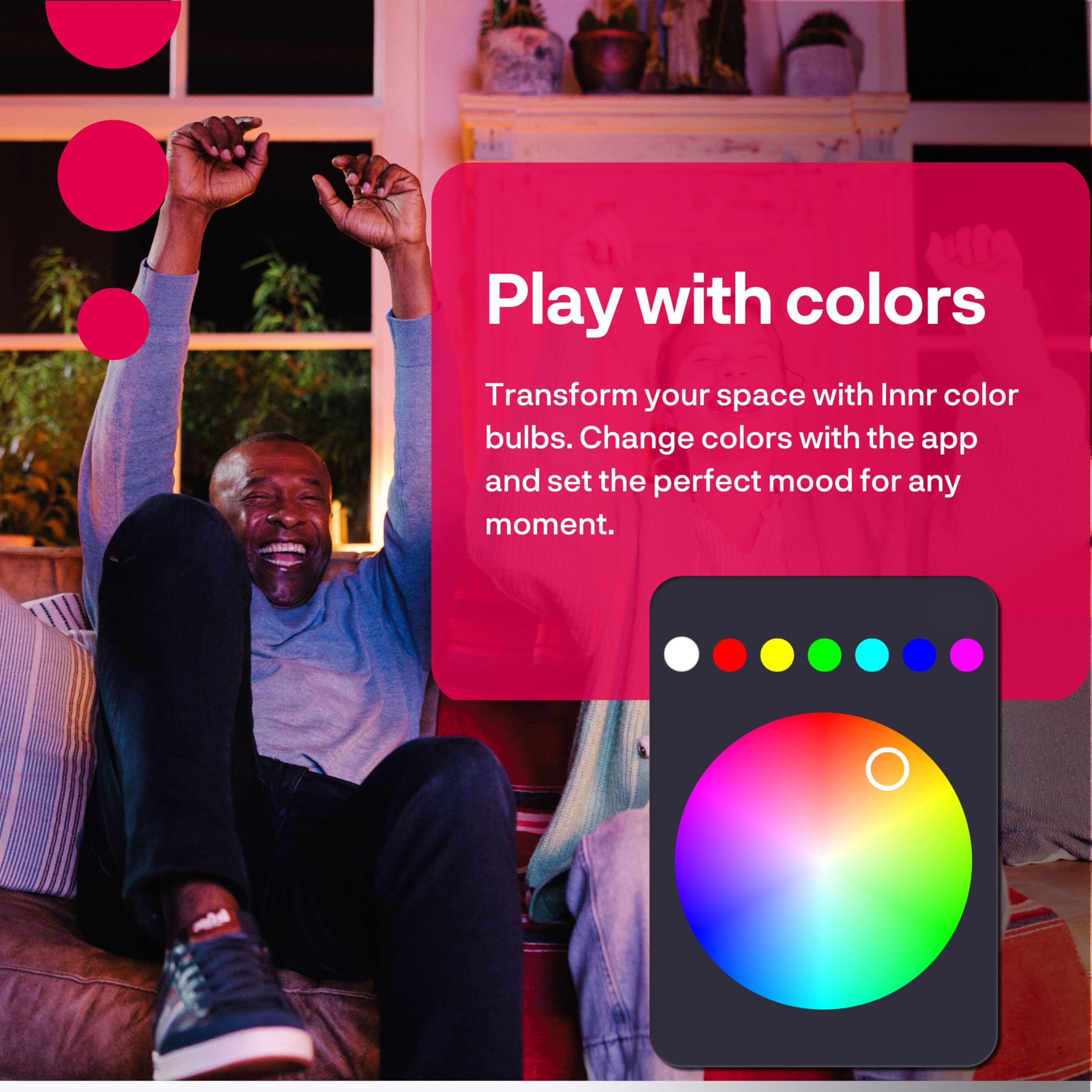 innr Color Smart Bulb A19, Works with Philips Hue, Alexa, Hey Google, SmartThings (Hub Required), Zigbee, Lights, Dimmable RGBW LED Light Bulbs A19 with E26 Base, 60W Equivalent, 2-Pack, AE 280 C-2