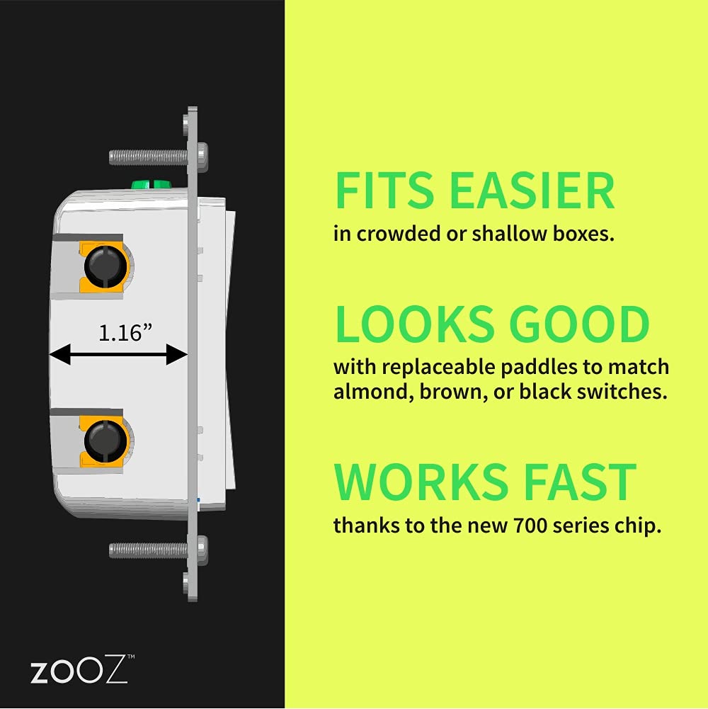 Zooz 700 Series Z-Wave Plus On/Off Switch ZEN71, White | Direct 3-Way (No Add-On Switch Needed) | Z-Wave Hub Required