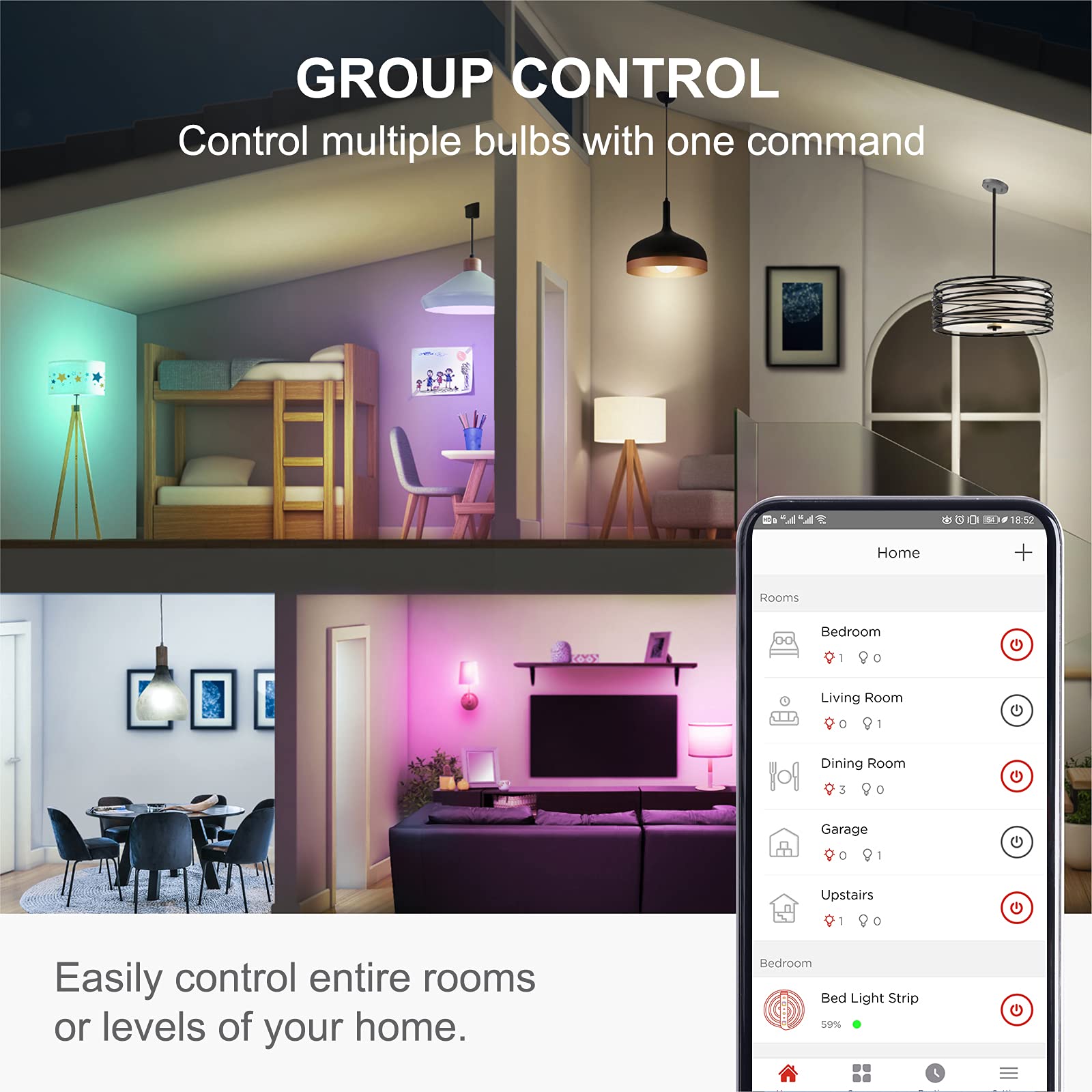 Sengled Smart Bulb, WiFi Light Bulbs, Color Changing Light Bulb, Smart Light Bulbs that Work with Alexa & Google Assistant, A19 RGB Alexa Light Bulb No Hub Required, 60W Equivalent 800LM CRI>90, 1Pack