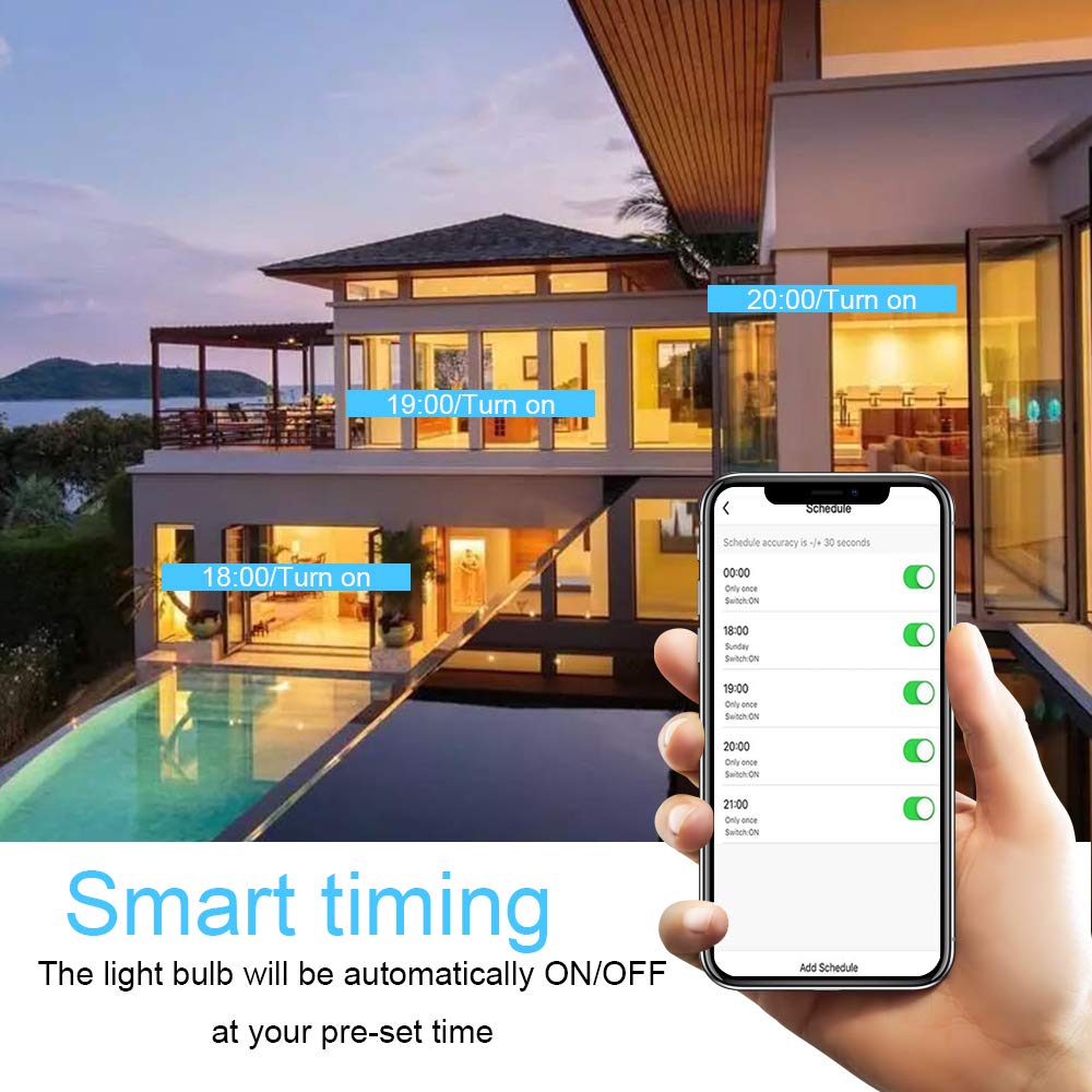 DOGAIN Smart Light Bulbs E12 Base LED Light Bulb Color Changing WiFi-Bluetooth Lights Compatible with Alexa Google Home Tunable White Candelabra Bulbs 360 lm 35w Equivalent 6 Pack