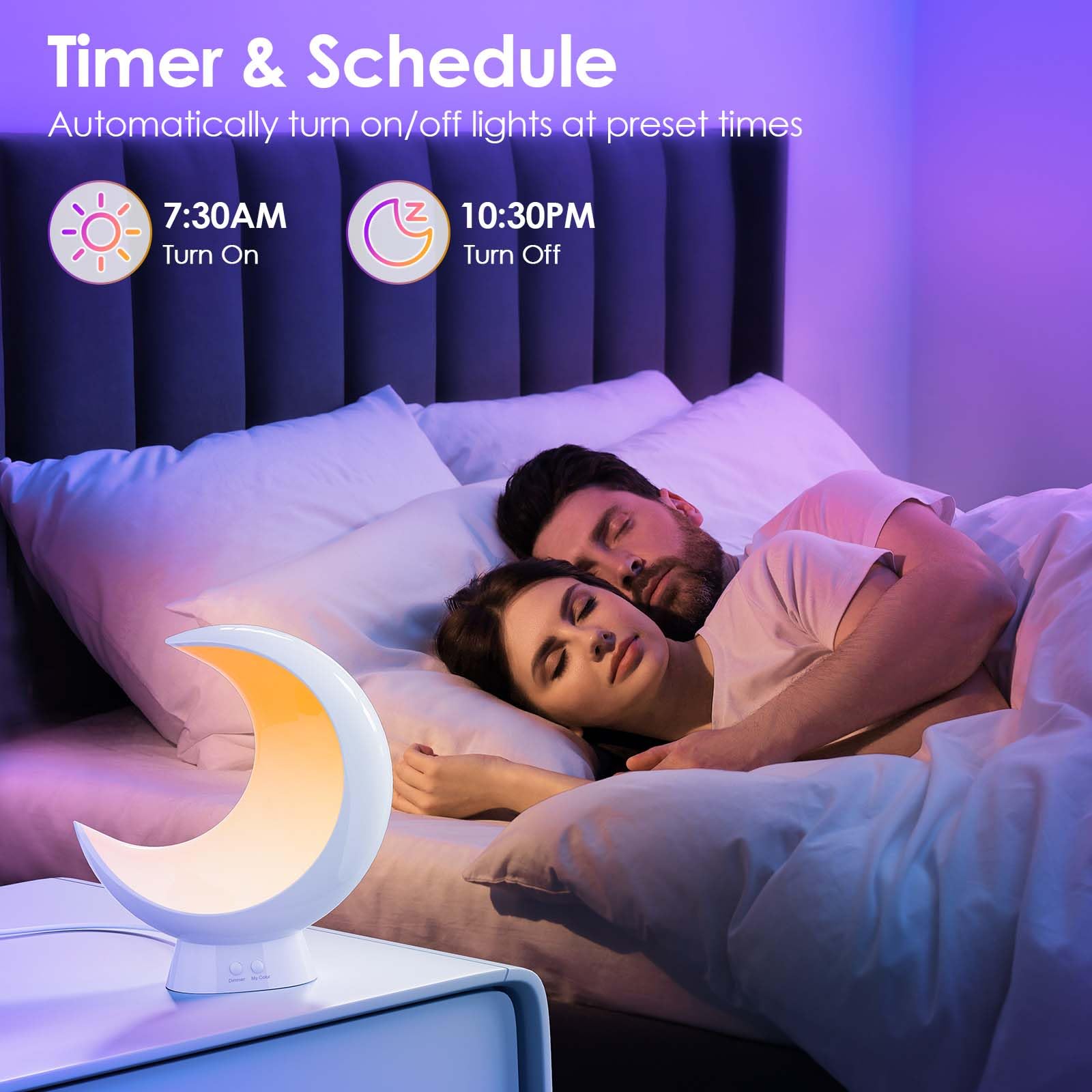 ECOLOR Smart Table Lamp, RGB APP Control Moon Lamp, Small Lamp with Scene Mode and Music Mode, Dimmable Warm White Light Touch Lamps for Bedrooms and Living Room