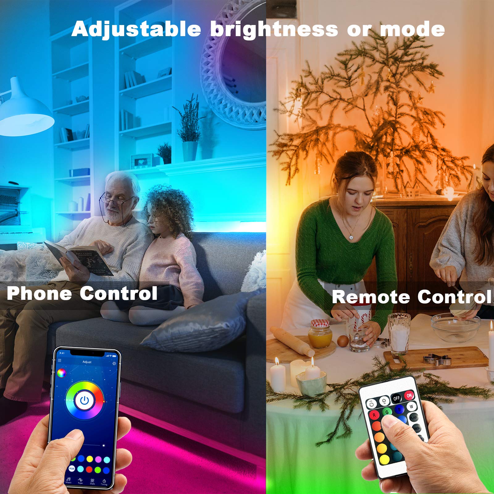 dalattin Smart Led Strip Lights WiFi 25ft Compatible with Alexa Led Lights Music Sync 5050 16 Million Colors Changing Phone APP and 24 Key Remote for Home,Kitchen,TV,Party