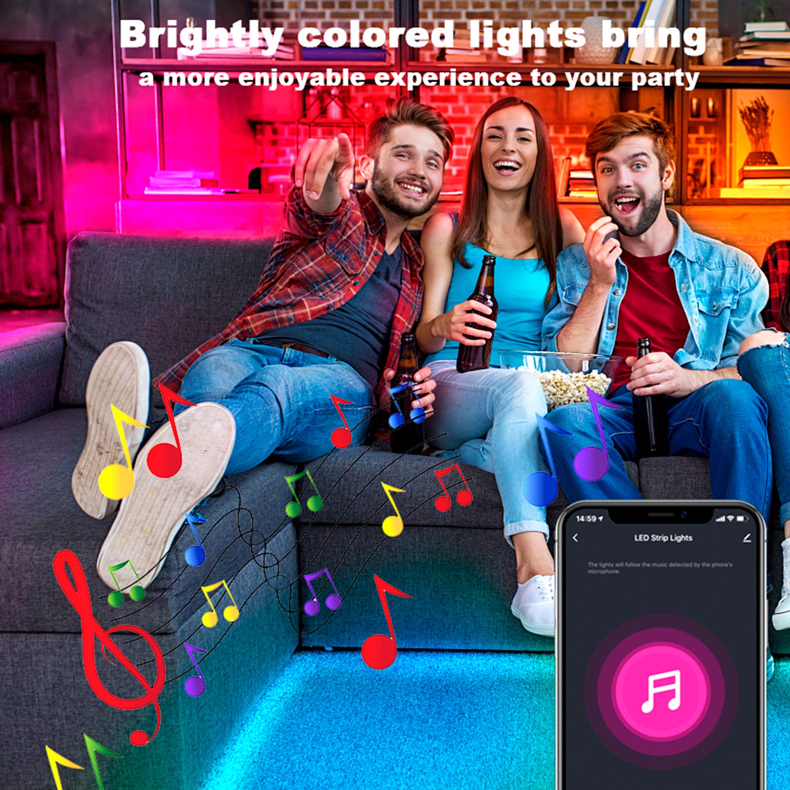 dalattin Smart Led Strip Lights WiFi 25ft Compatible with Alexa Led Lights Music Sync 5050 16 Million Colors Changing Phone APP and 24 Key Remote for Home,Kitchen,TV,Party