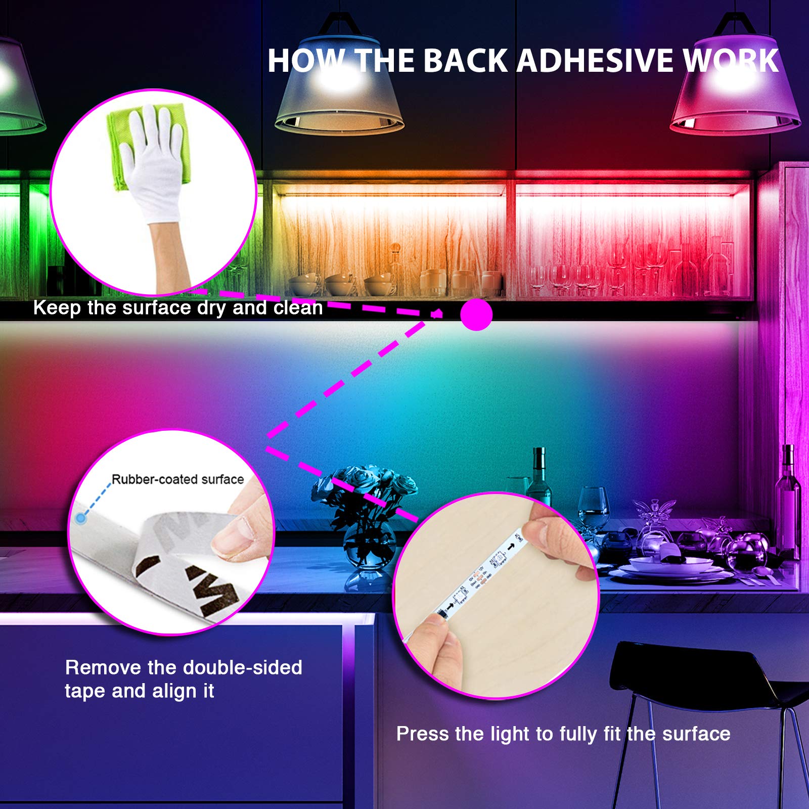 dalattin Smart Led Strip Lights WiFi 25ft Compatible with Alexa Led Lights Music Sync 5050 16 Million Colors Changing Phone APP and 24 Key Remote for Home,Kitchen,TV,Party